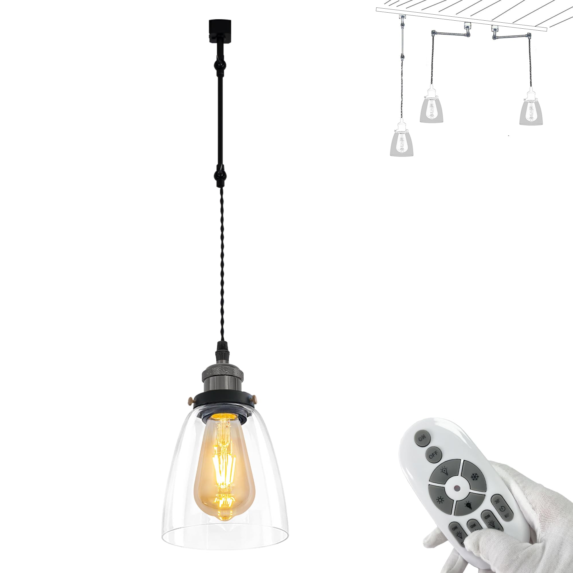 FSLiving Gimbaled LED Track Pendant Light,Adjustable Height Juno Track ...