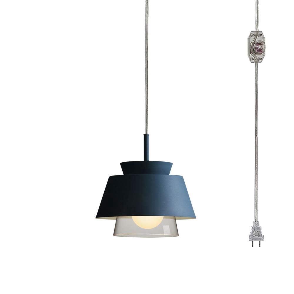 FSLiving Glass Handle Pendant Light Swag with 15ft Plug-in UL On/Off ...