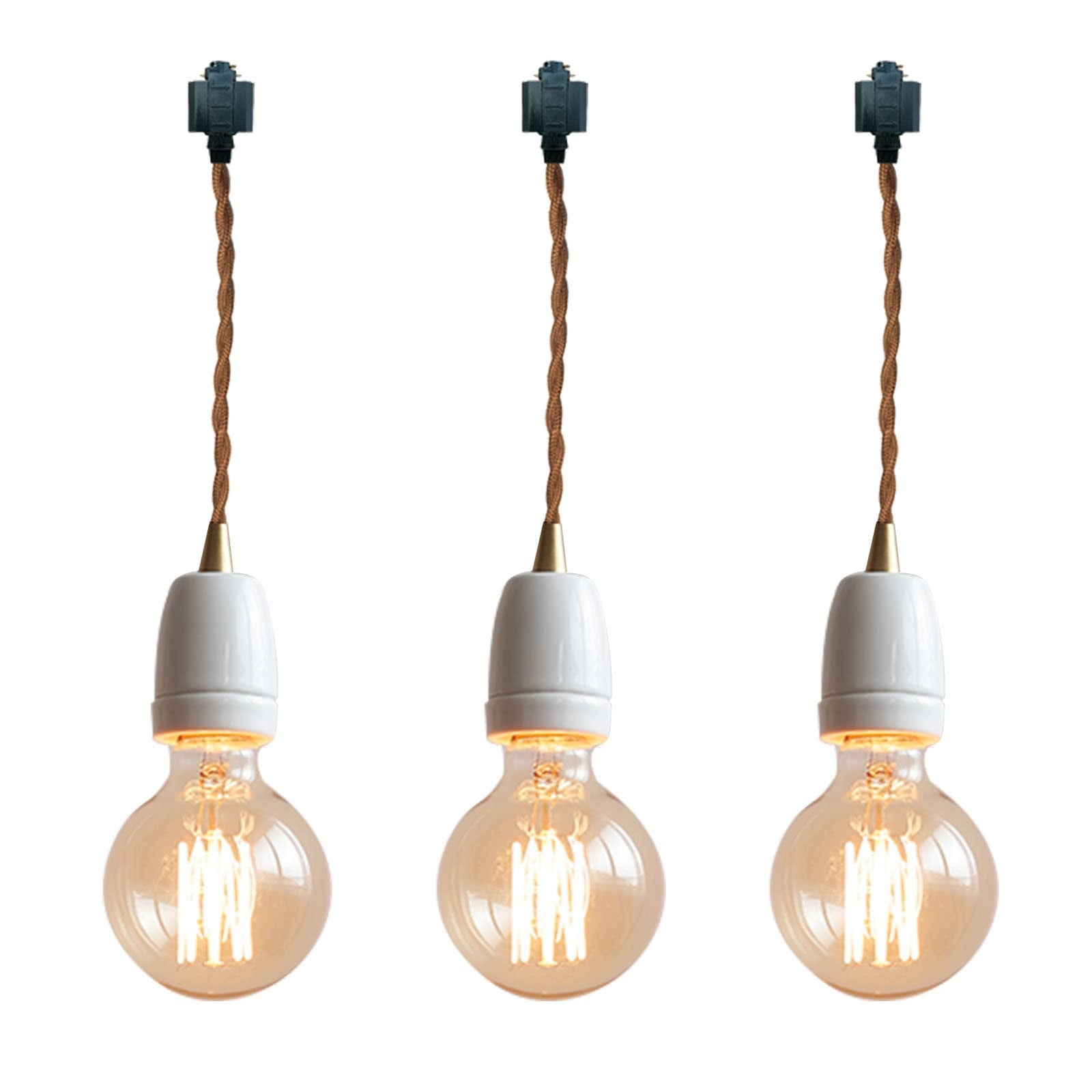 FSLiving H Track Lighting E26 Ceramic Base 2 Feet Brown Twisted Cord ...