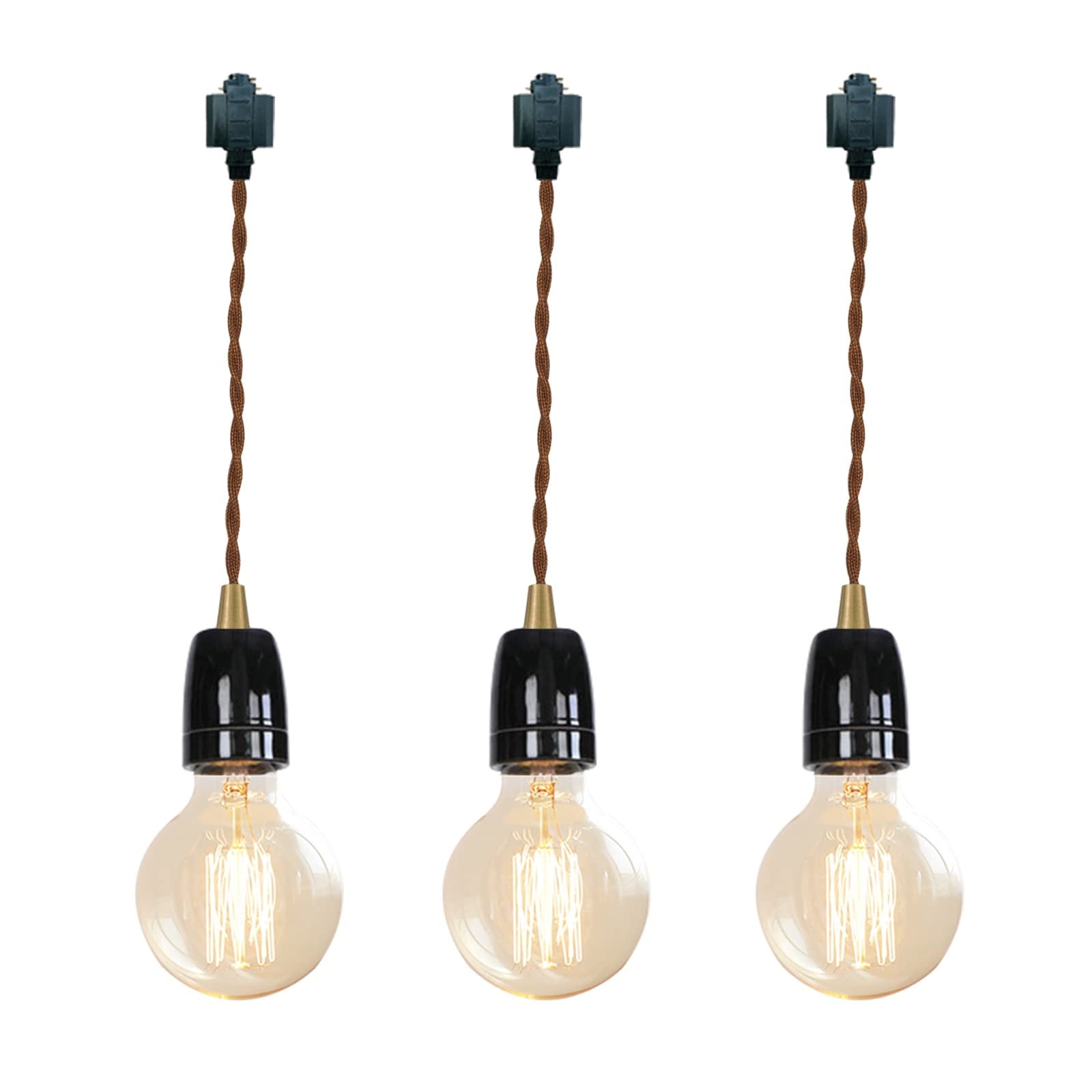 FSLiving H Track Lighting E26 Ceramic Base 2 Feet Brown Twisted Cord ...