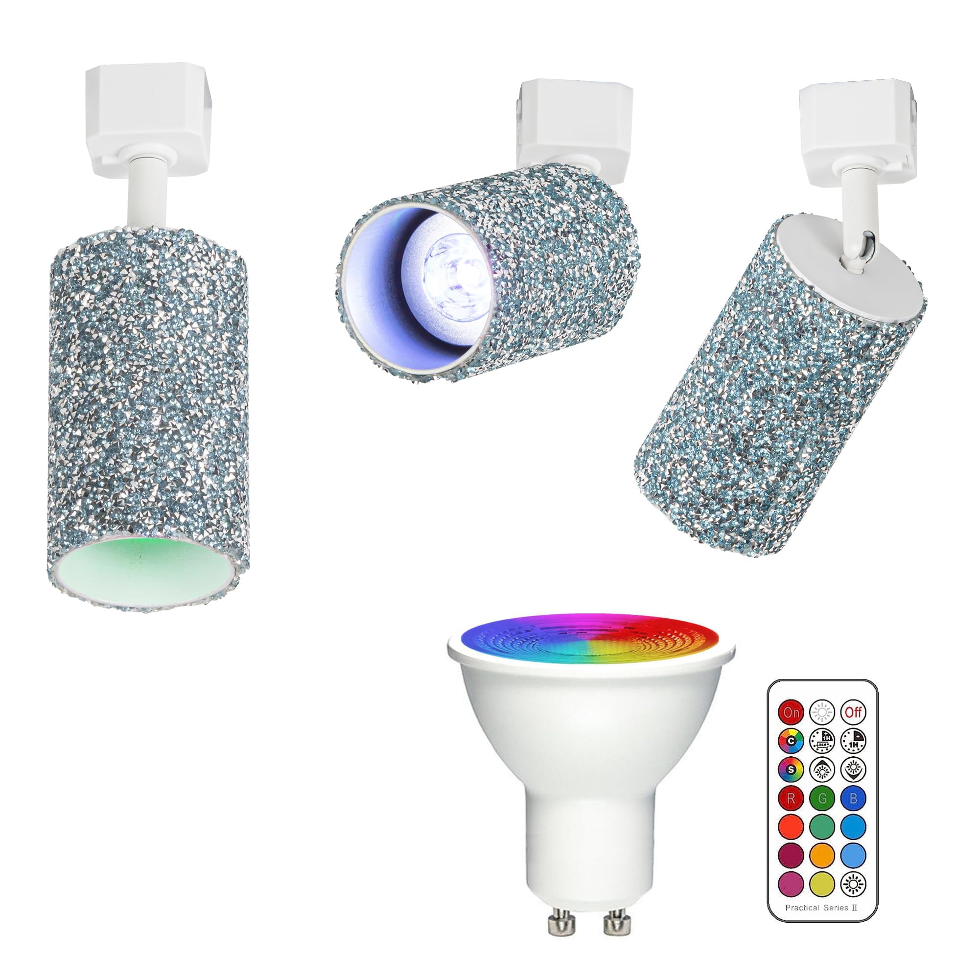 FSLiving H Type Gimbaled Track Light Heads, Blue Rhinestones Ceiling ...