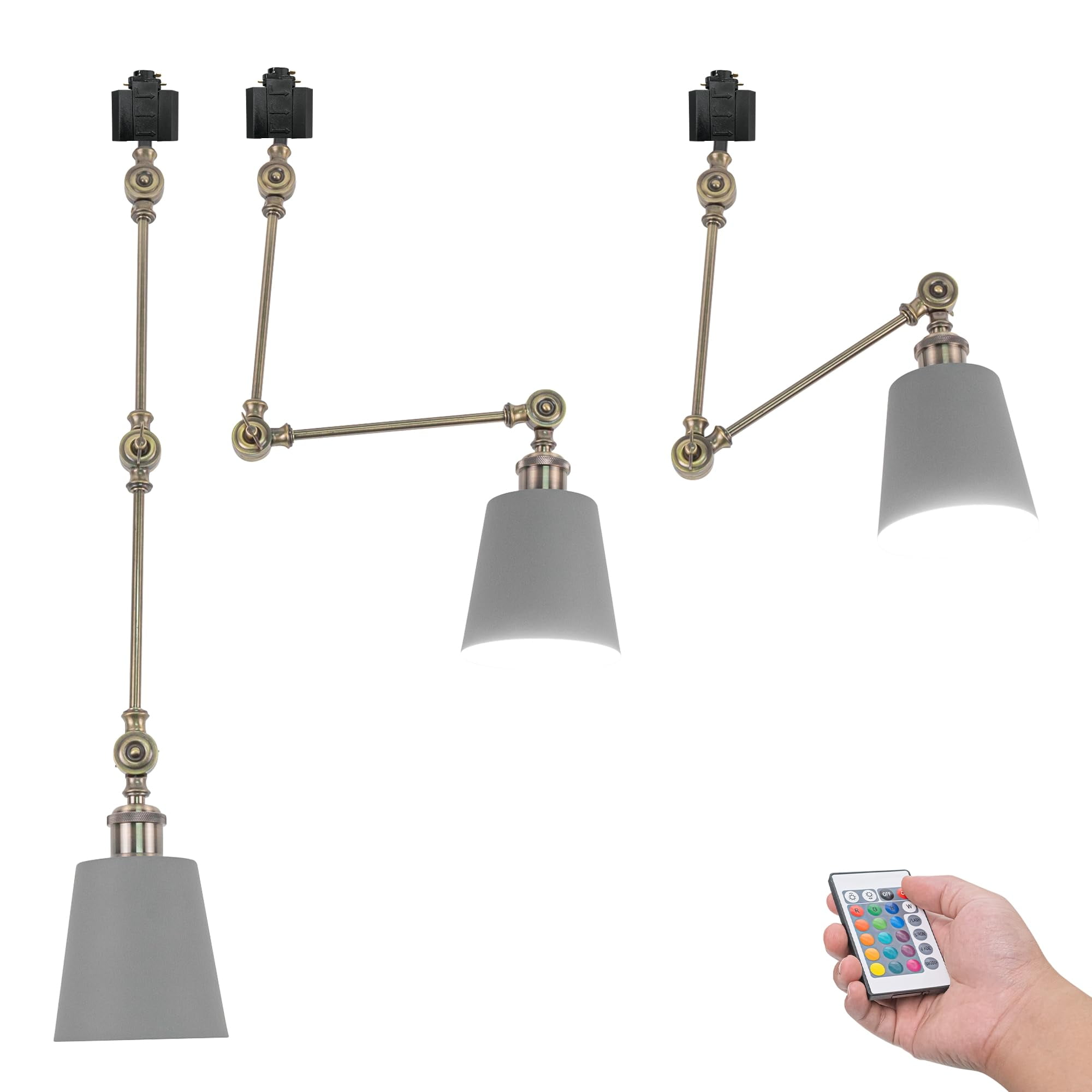 FSLiving H Type Gimbaled Track Lighting, Adjustable Island Lighting Remote Control, Color ...