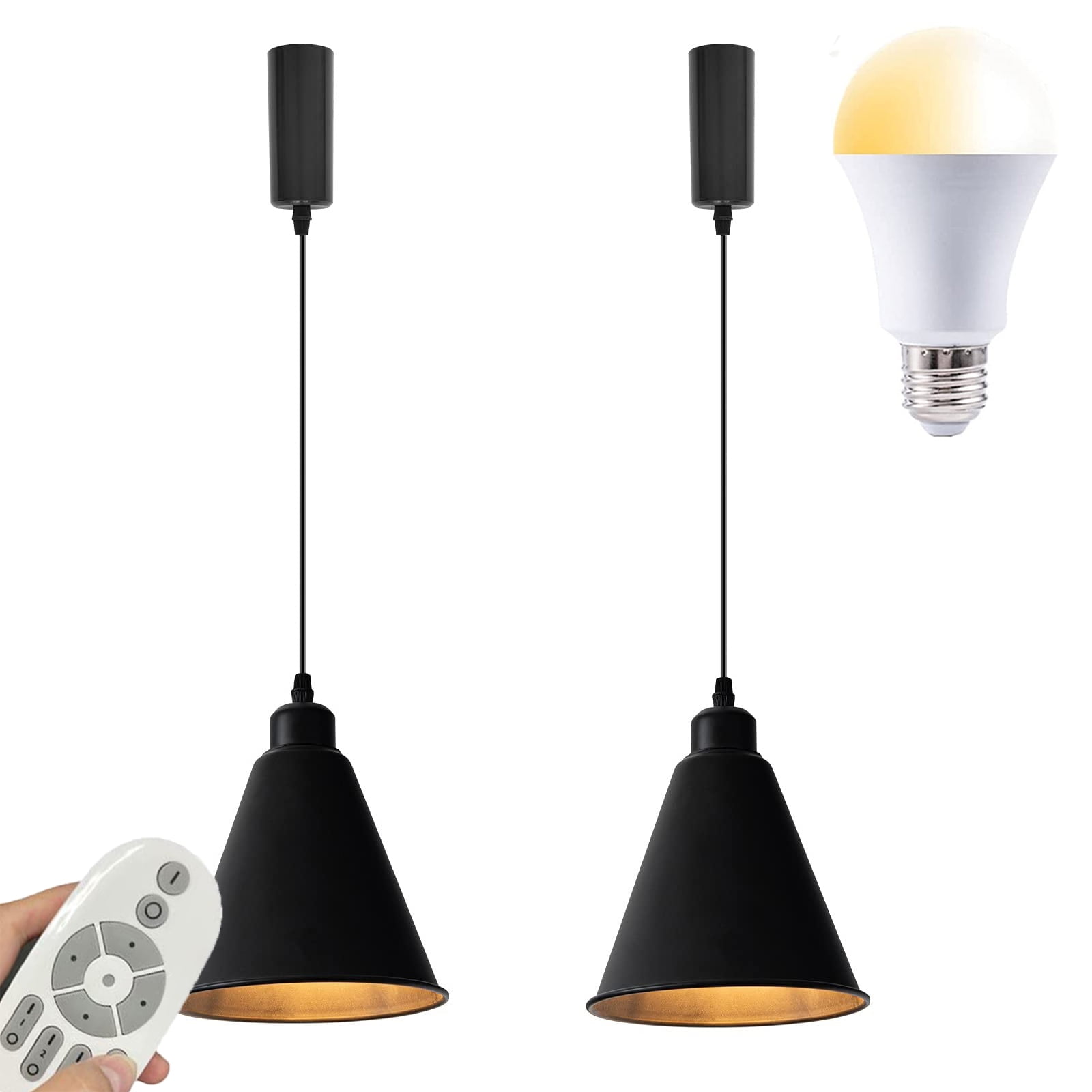 FSLiving Electric LED H-Type Remote Control Pendant Light, Industrial ...