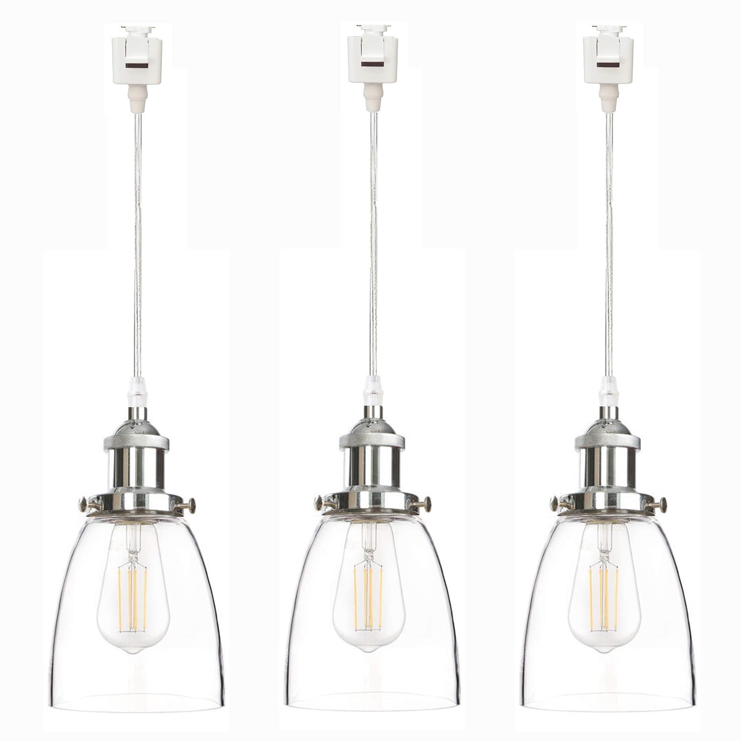 FSLiving H-Type Track Light Cone Clear Glass Lampshade with Chrome E26 ...