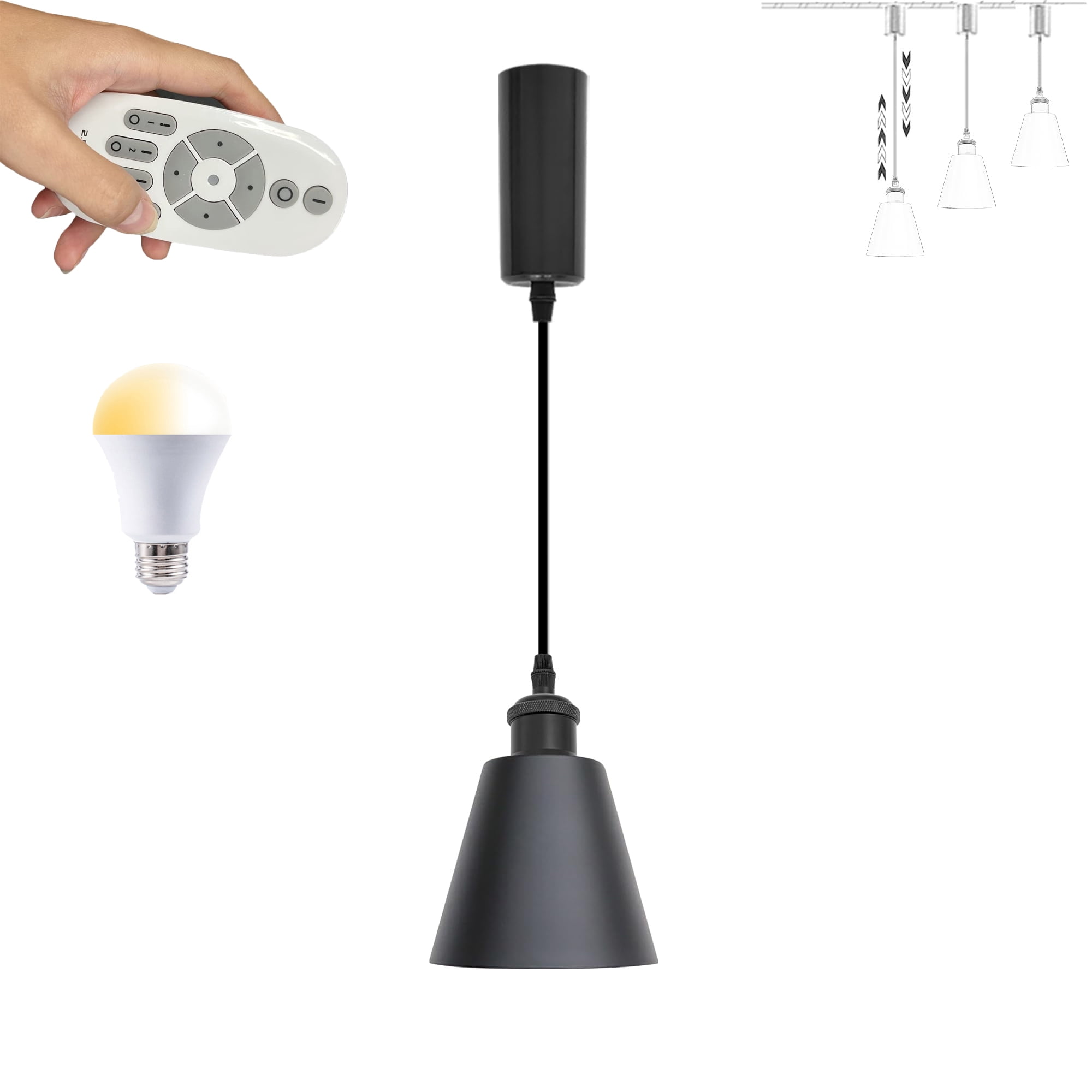 FSLiving H-Type Track Light Pendants Restaurant 2.4GHz 3-Zone Remote ...