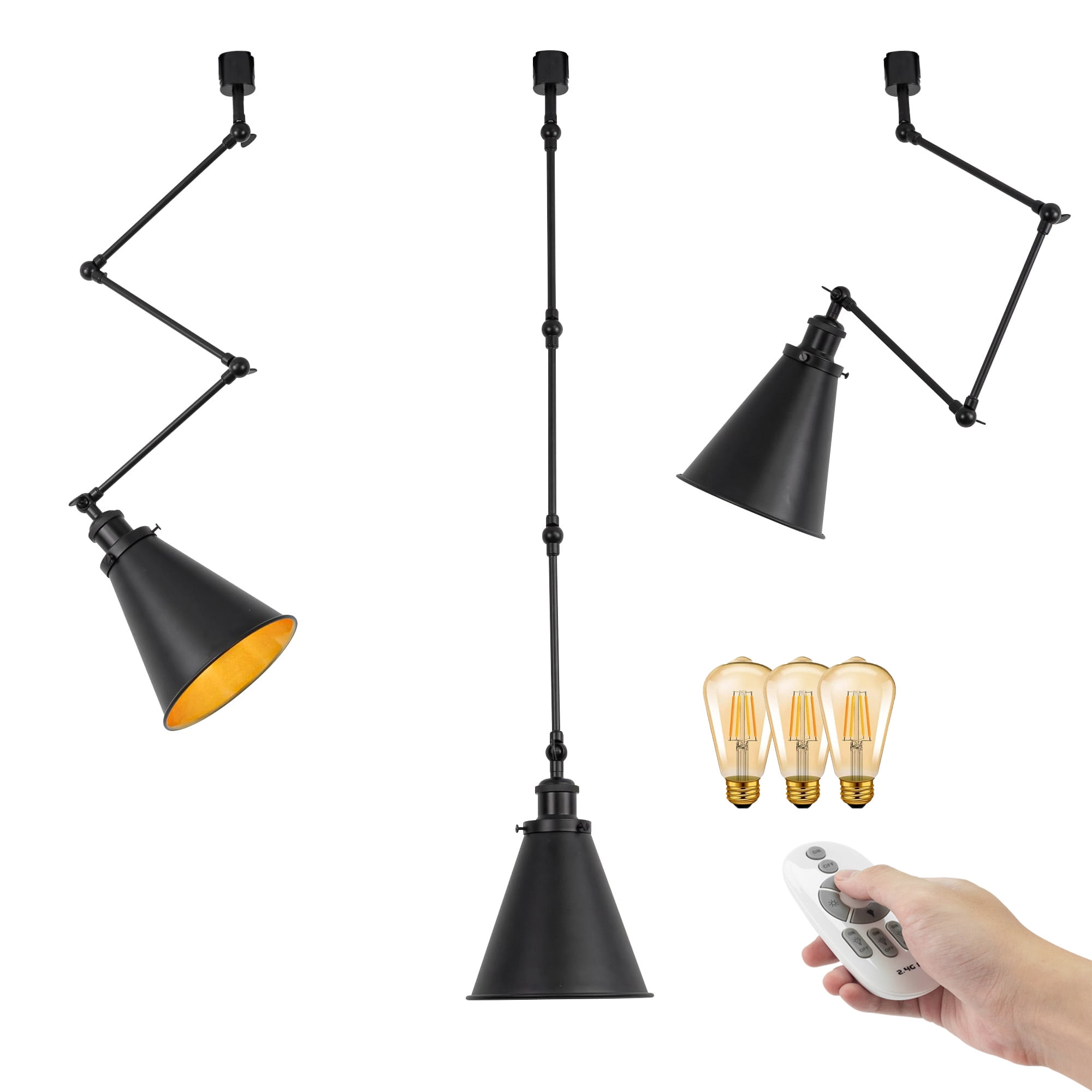 FSLiving H-Type Track Light with Remote Control Adjustable Arm Mini ...