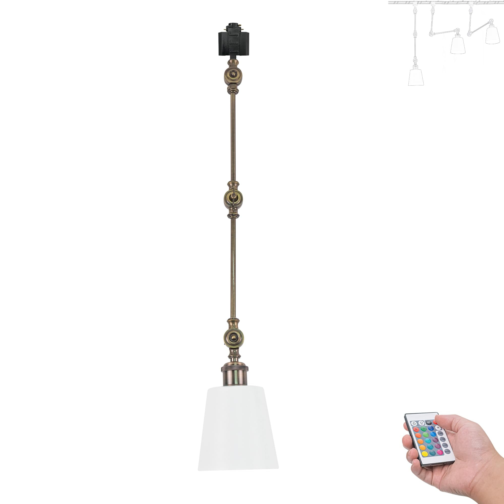 FSLiving H Type Track Lighting, Adjustable Island Lighting Remote Control with Color Changing ...