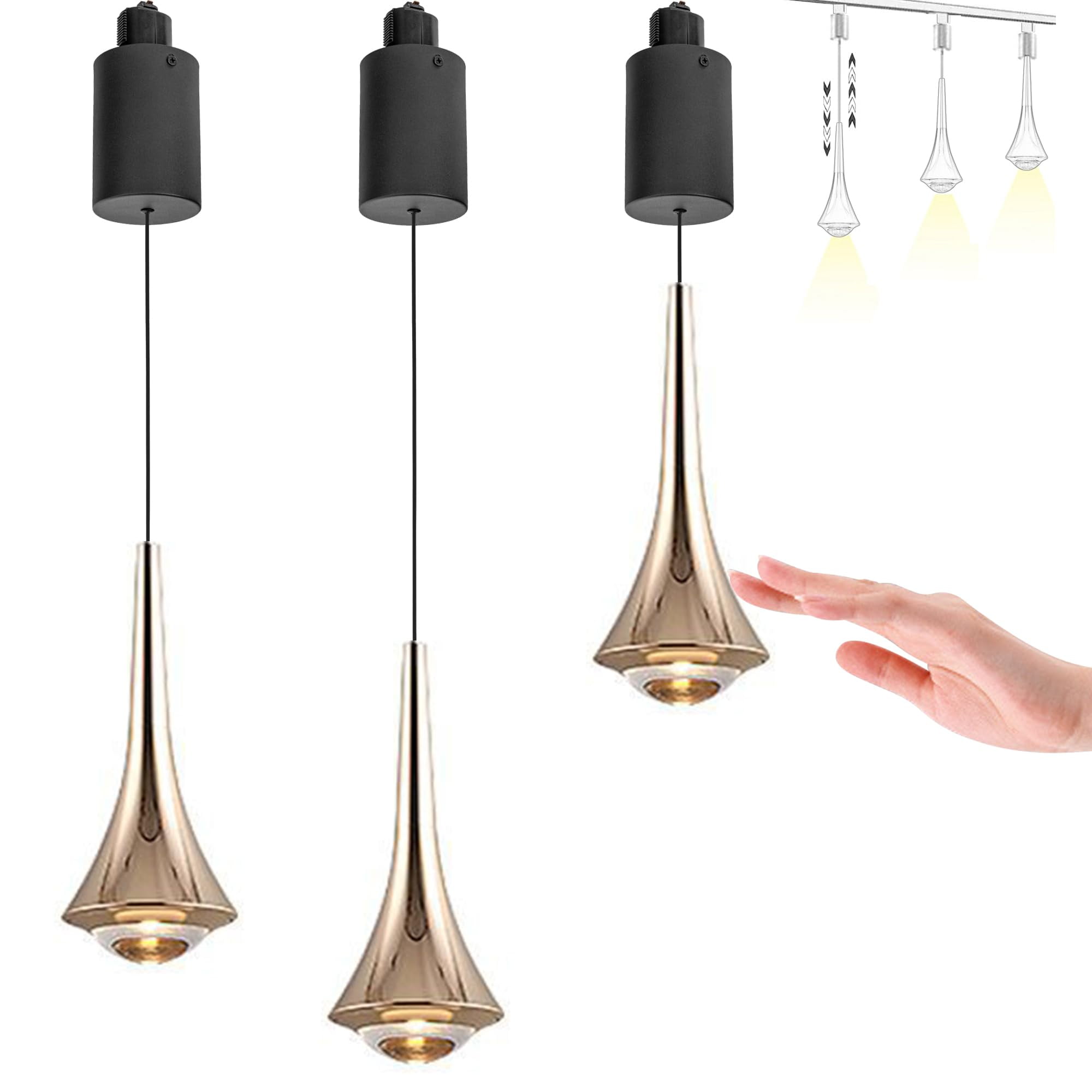 FSLiving H-Type Track Pendant Light with Adjustable Height Dimmable 7W ...
