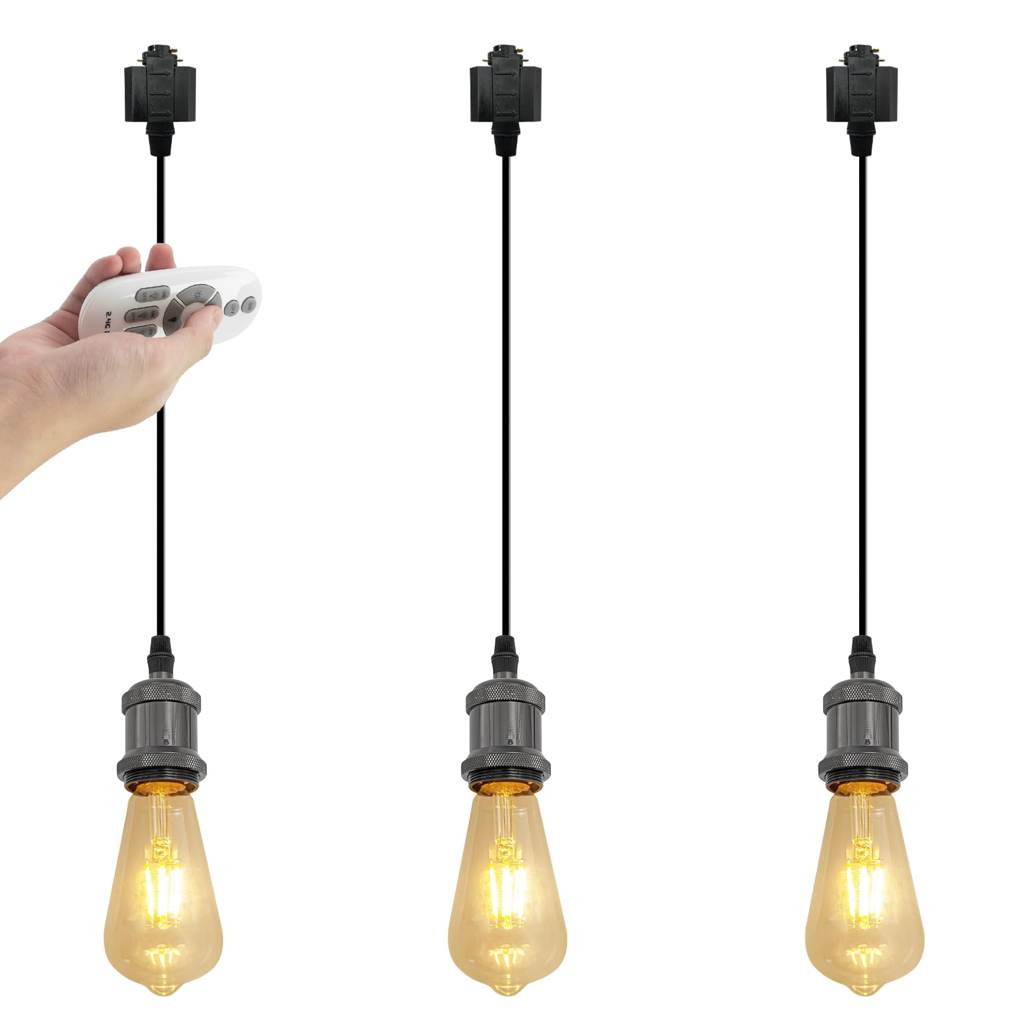 FSLiving H-Type Track Pendant Light Black Cord Iron E26 Smart LED ...