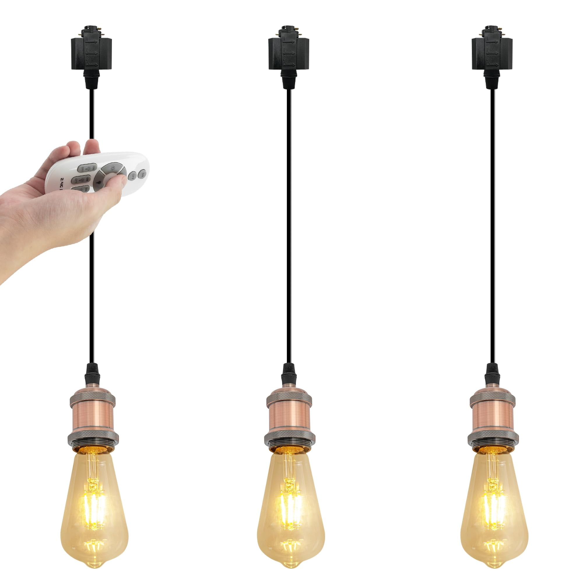 FSLiving H-Type Track Pendant Light Black Cord Iron E26 Smart LED ...