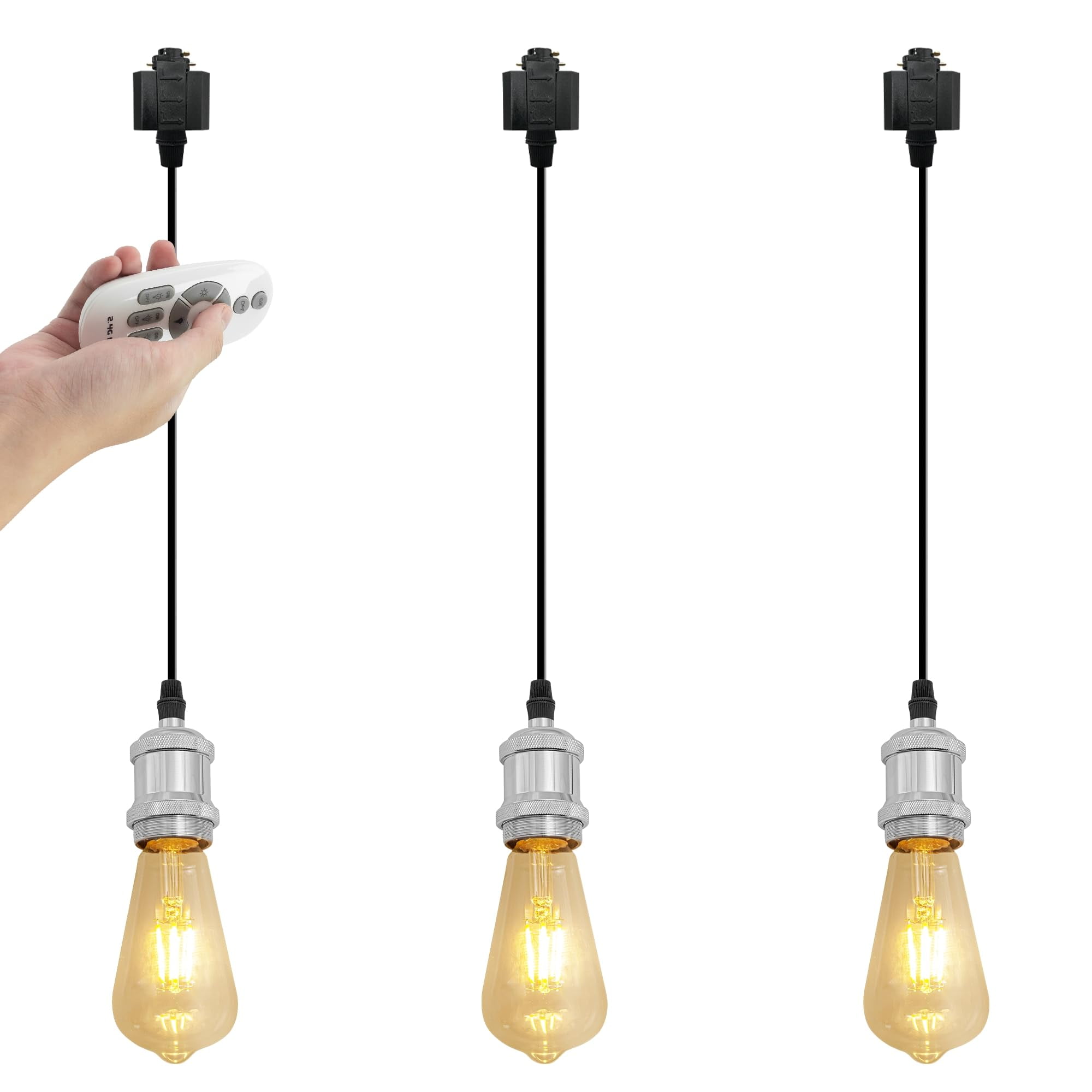 FSLiving H-Type Track Pendant Light Black Cord Iron E26 Smart LED ...