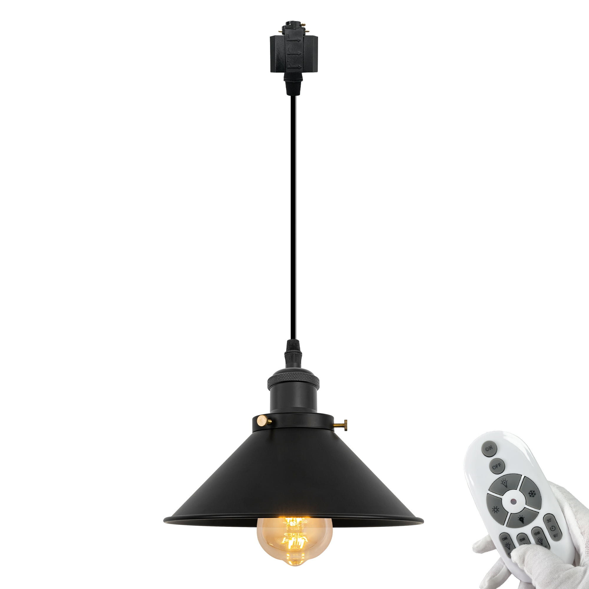 FSLiving H-Type Track Pendant Light with Black Metal Cone Shade Nordic ...