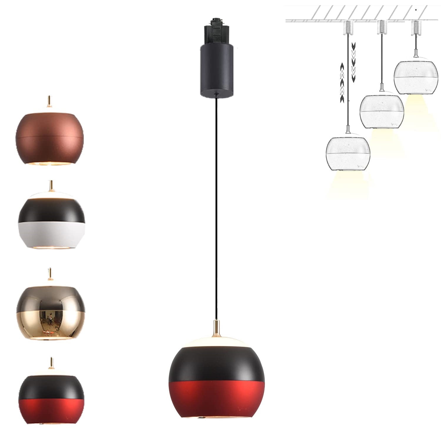 FSLiving H Type Track Pendant Light Creative Lifting Pendant Light ...