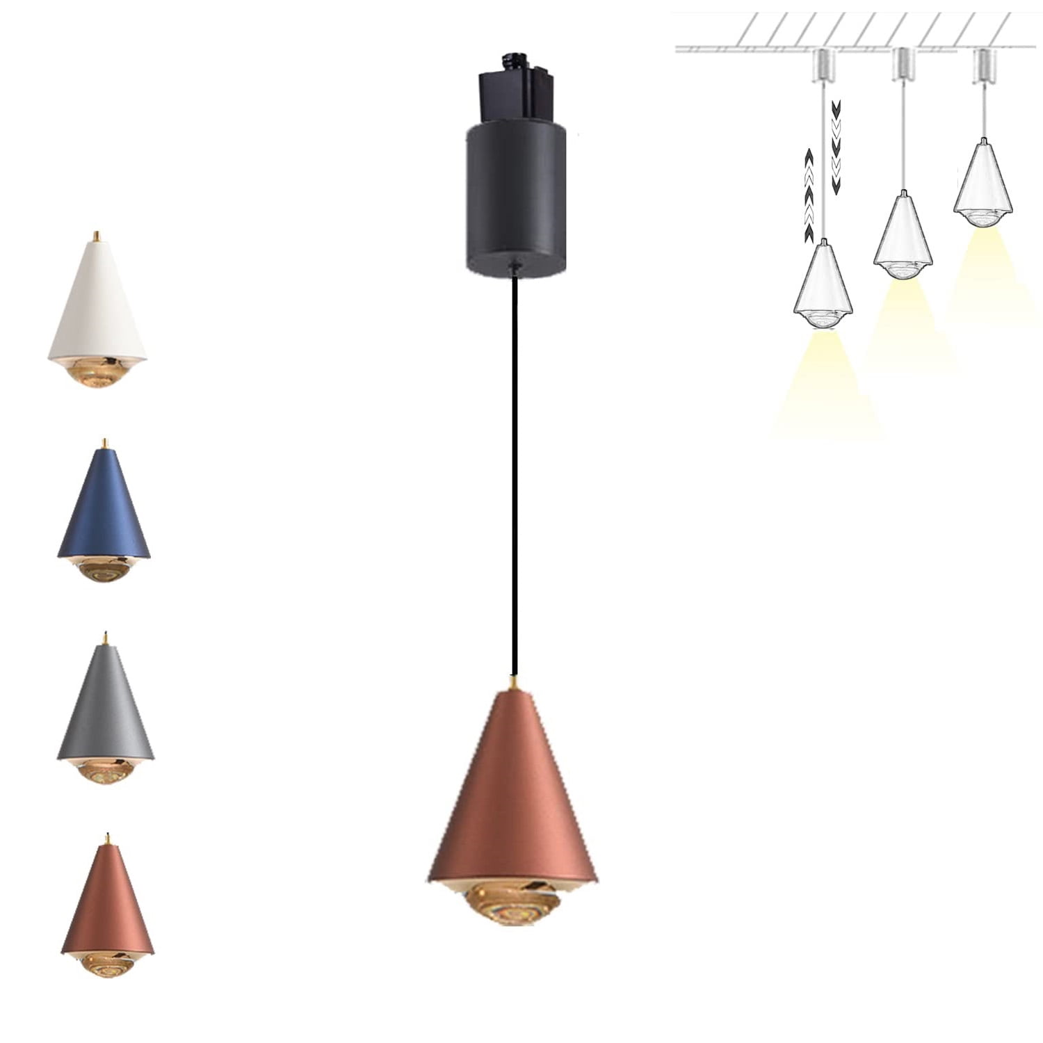 FSLiving H Type Track Pendant Light Creative Lifting Pendant Light ...