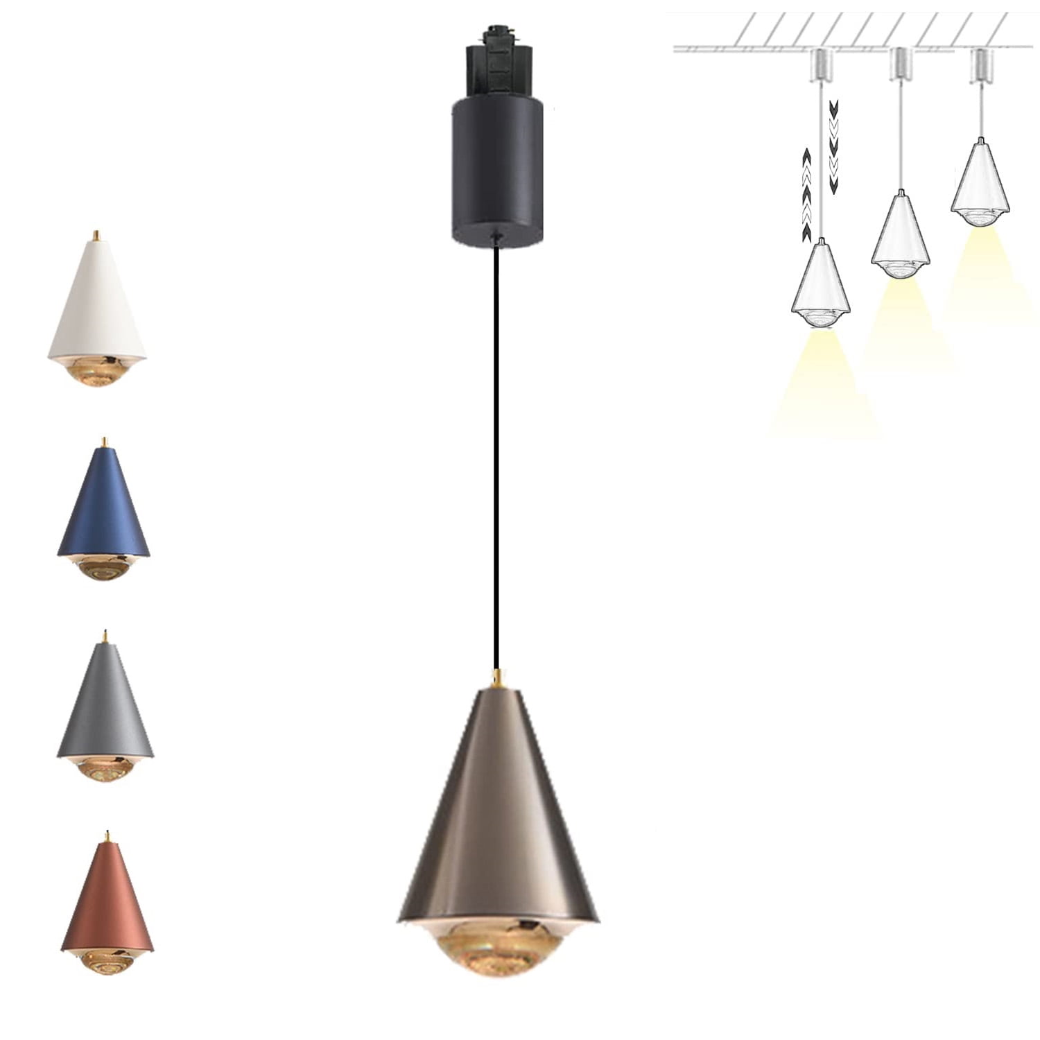 FSLiving H Type Track Pendant Light Creative Lifting Pendant Light ...