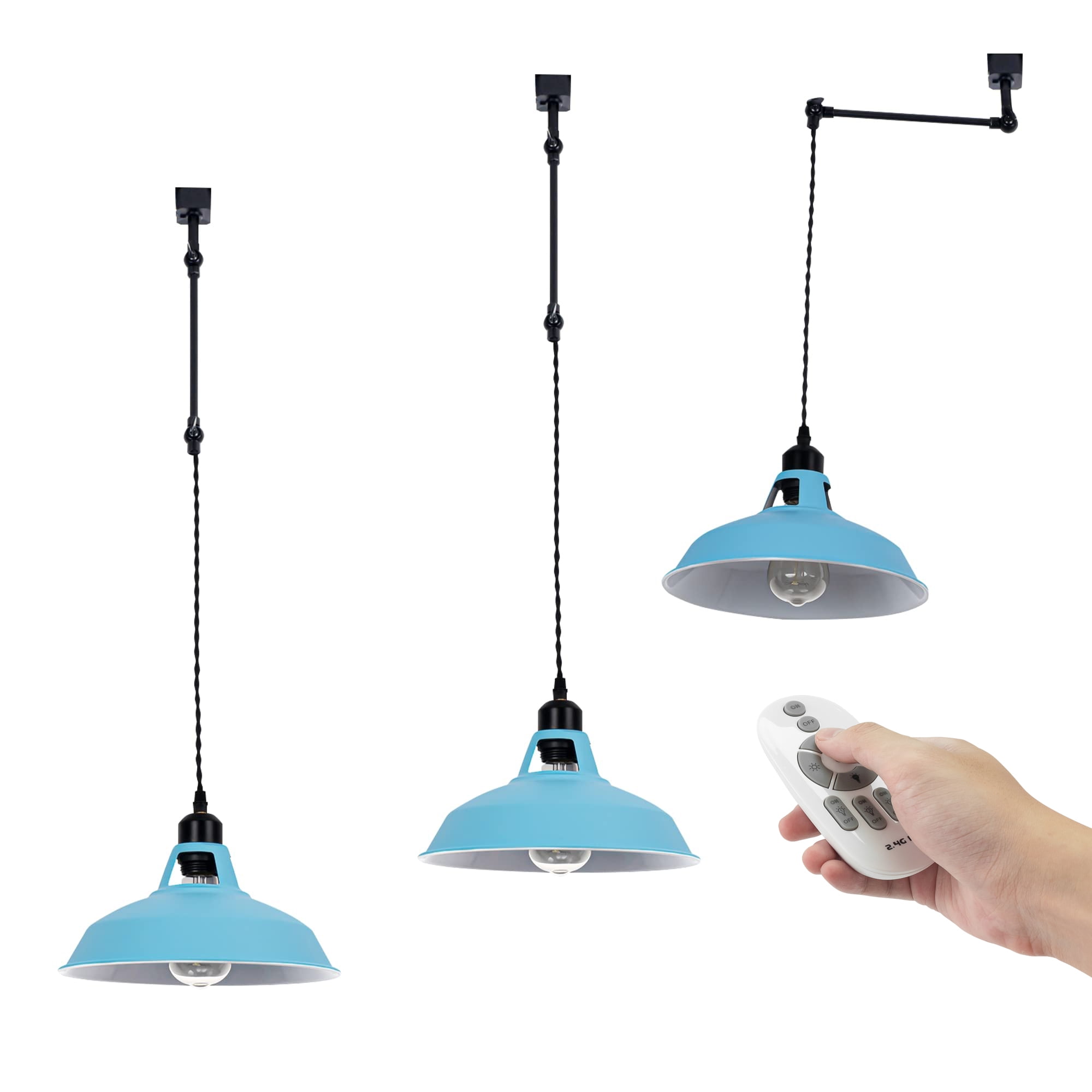 FSLiving H-Type Track Pendant Light with E26 Dimmable LED Edison Bulb ...