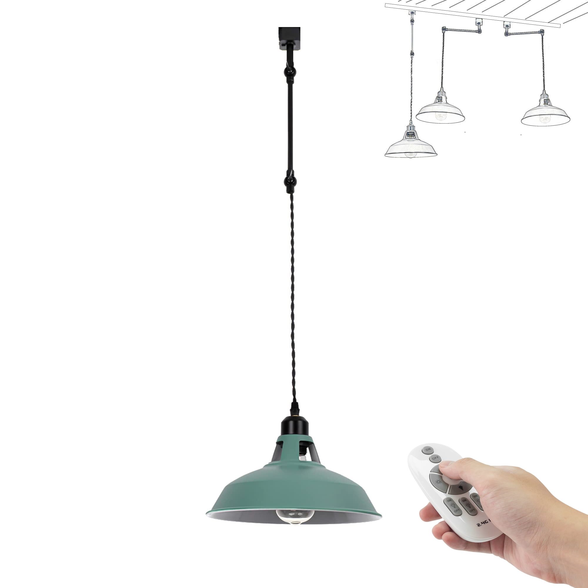 FSLiving H-Type Track Pendant Light with E26 Dimmable LED Edison Bulb ...