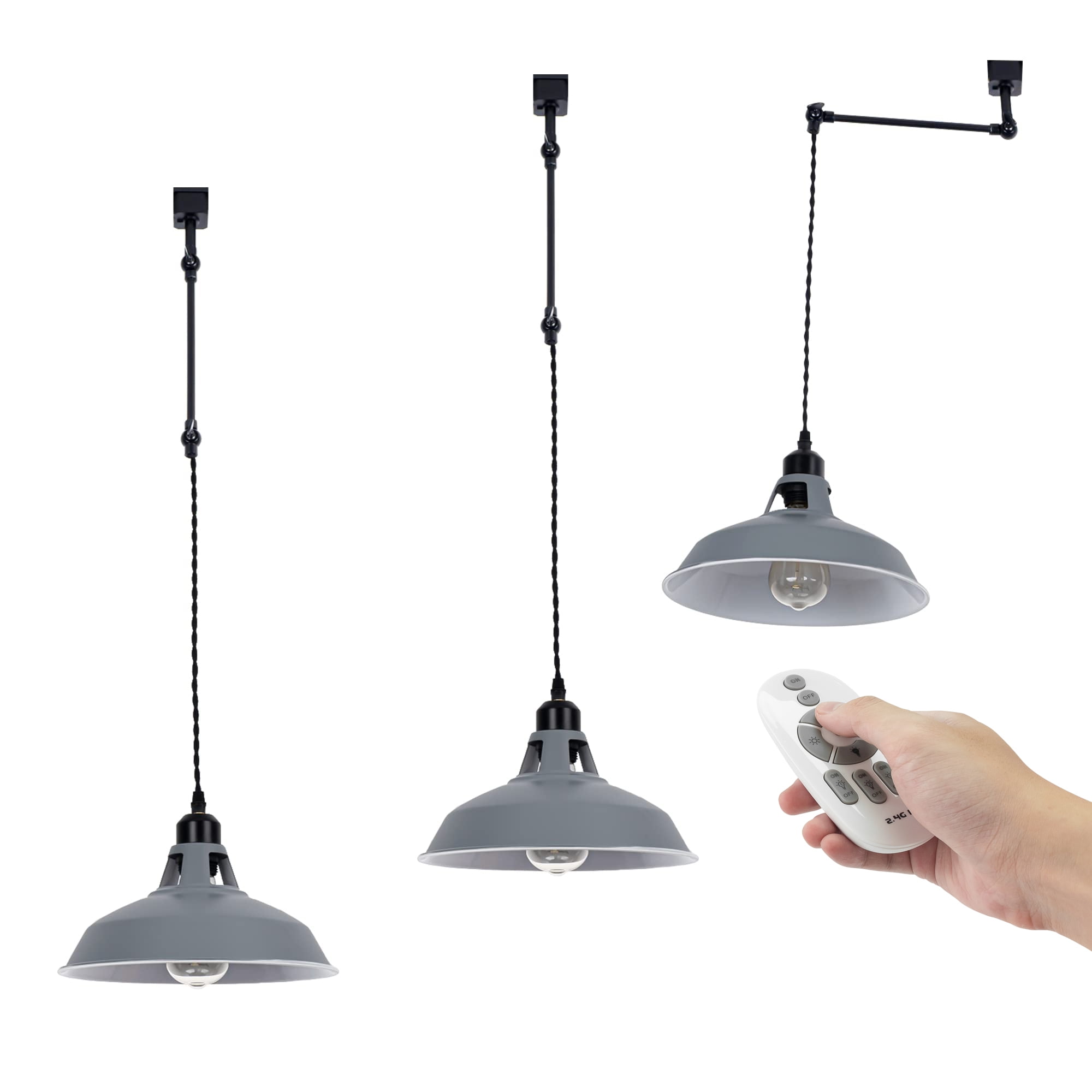 FSLiving H-Type Track Pendant Light with E26 Dimmable LED Edison Bulb ...
