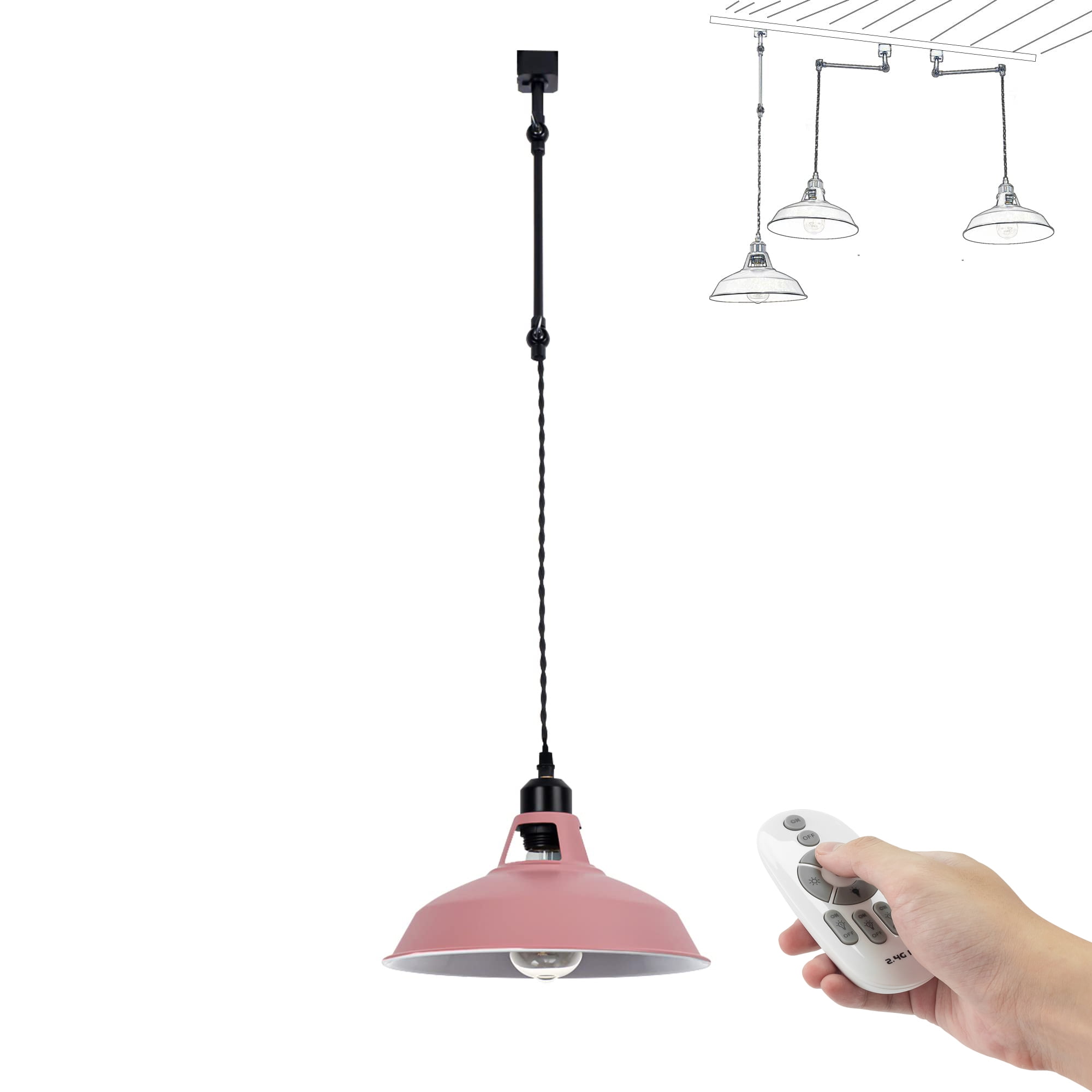 FSLiving J-Type Track Pendant Light with E26 Dimmable LED Edison Bulb ...