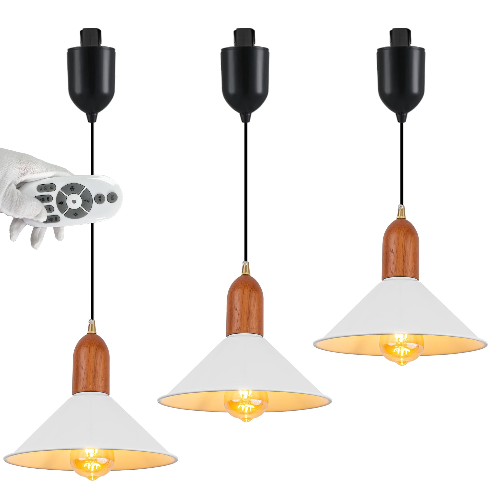 FSLiving H-Type Track Pendant Light with Remote Control,Retractable ...