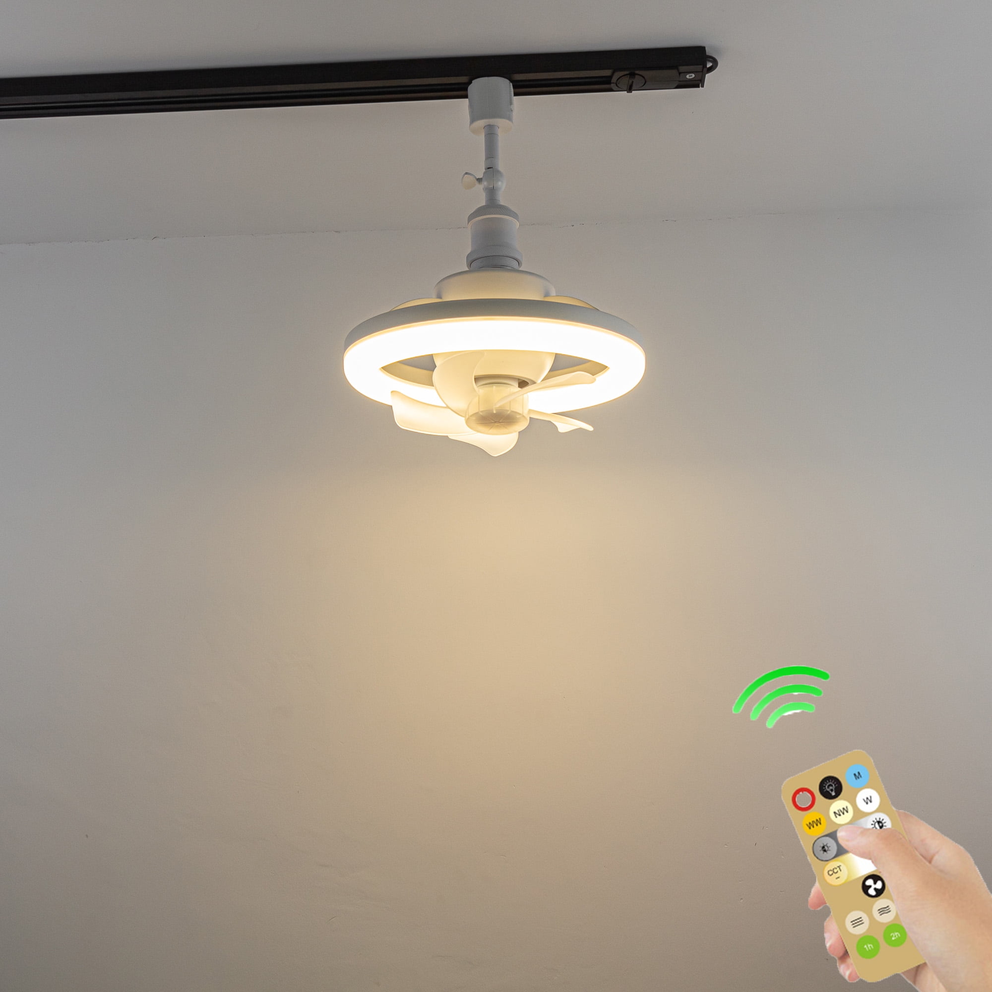 FSLiving H-type Track Fans Remote Ceiling Fan with LED Light 10" Small ...