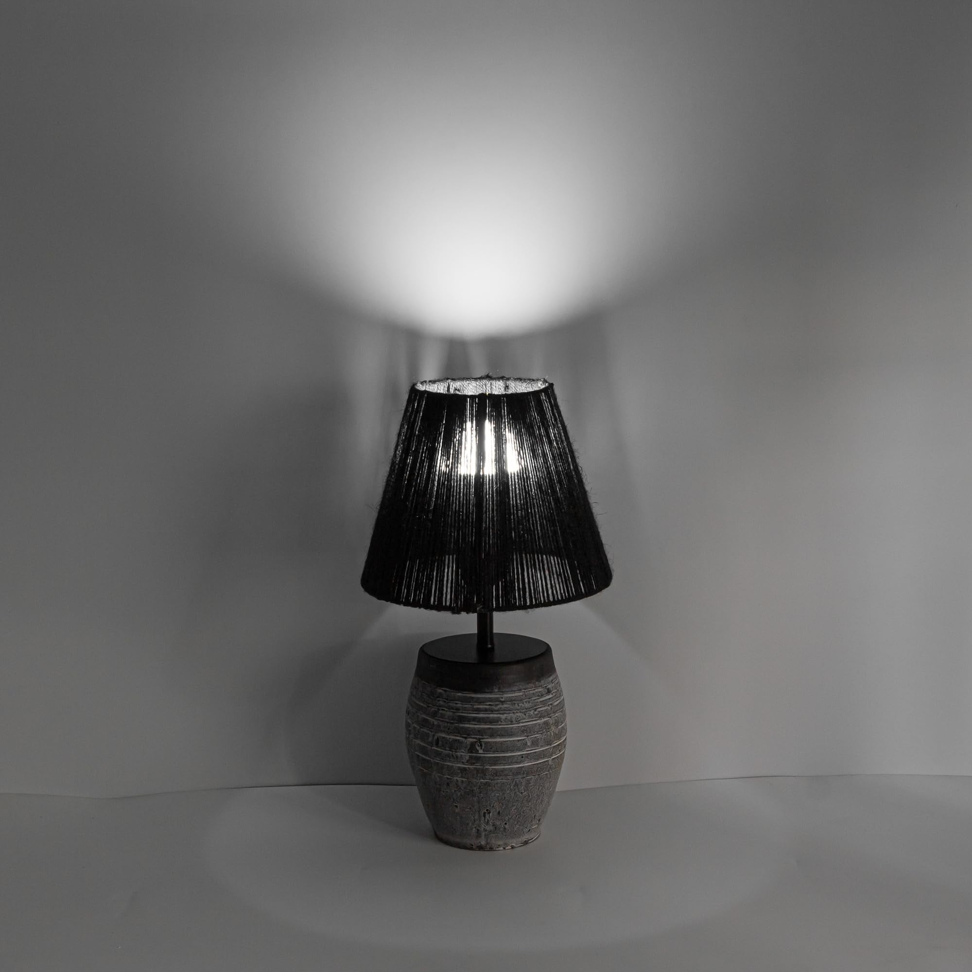 FSLiving Hand-Made Clay Pot Table Lamp Rechargeable Battery Operated ...