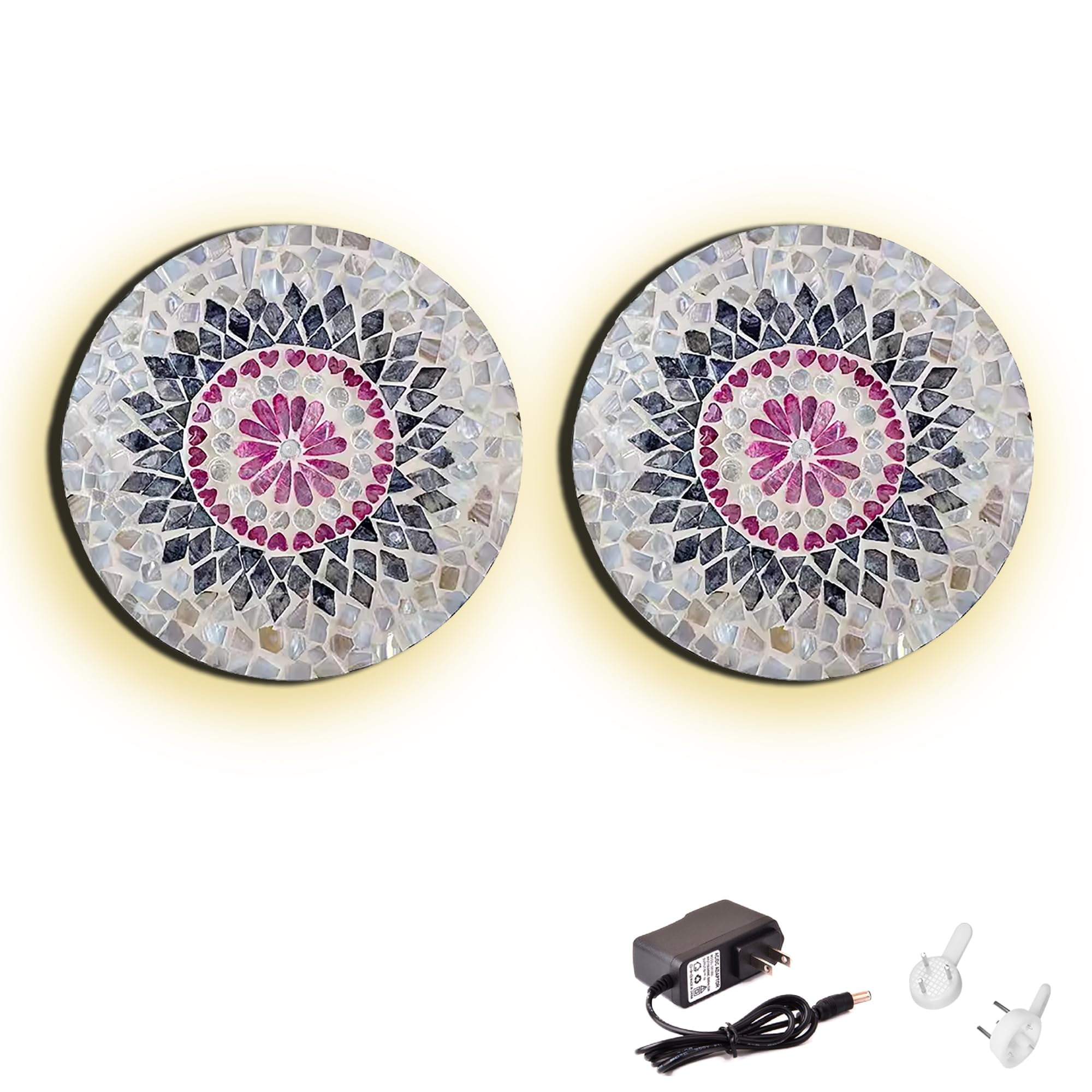 FSLiving Hand Made Round Conch Wall Sconce Rechargeable Battery ...