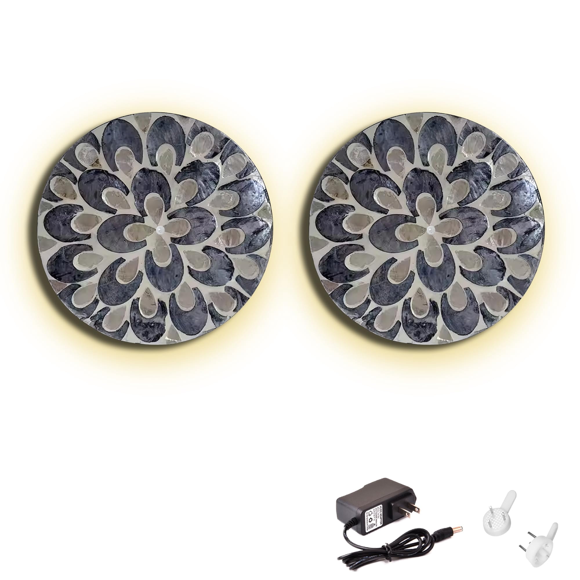 FSLiving Hand Made Round Conch Wall Sconce Rechargeable Battery ...