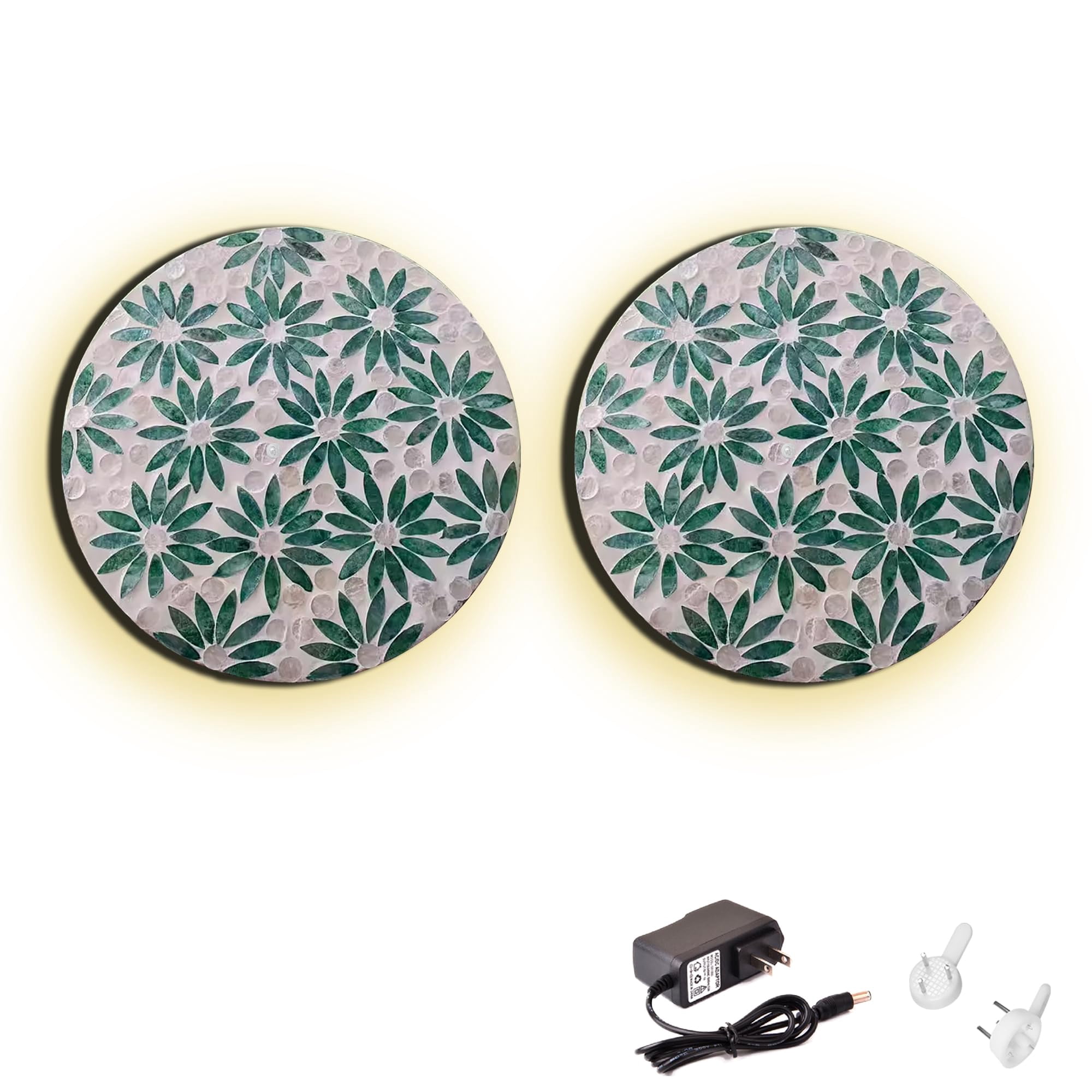 FSLiving Hand Made Round Conch Wall Sconce Rechargeable Battery ...