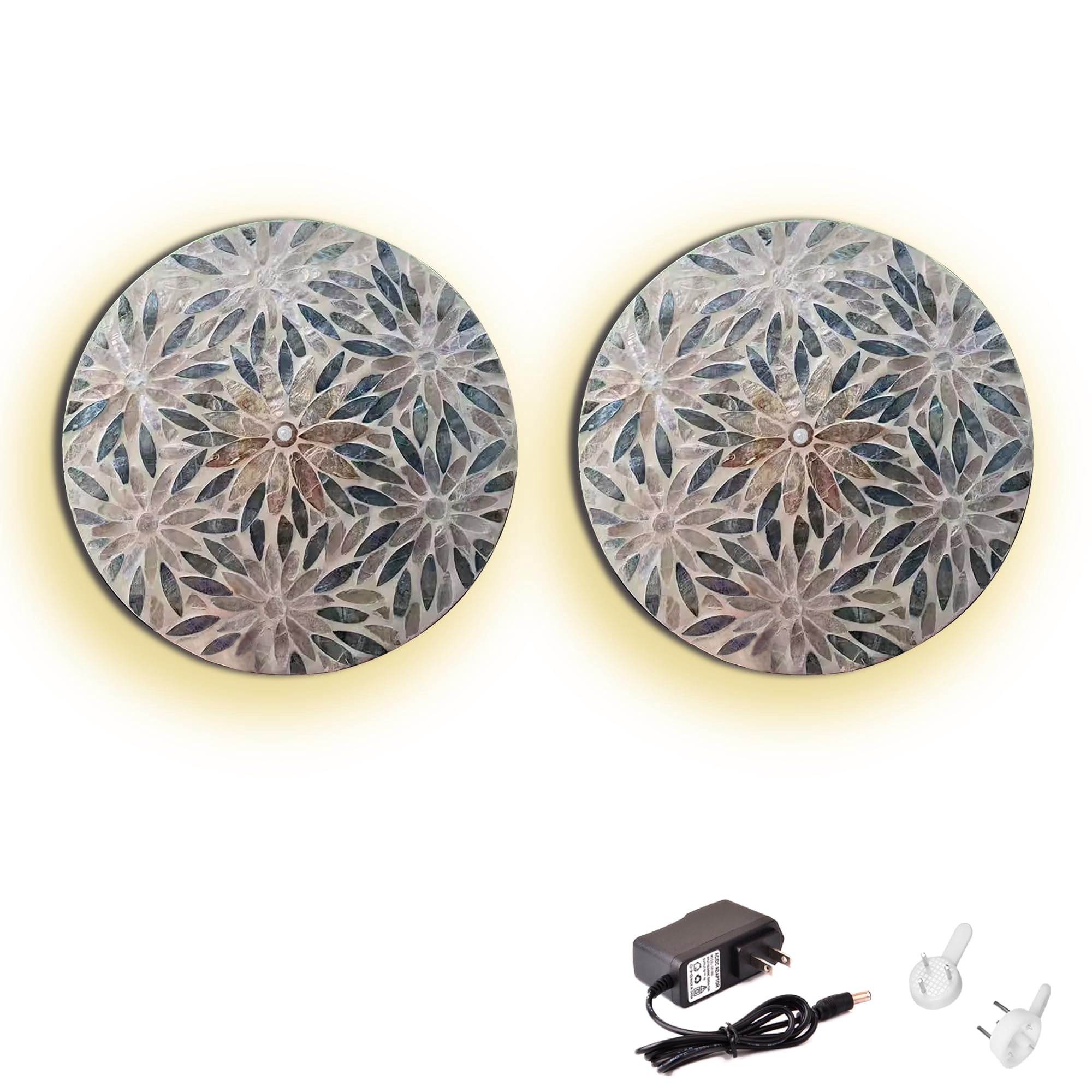 FSLiving Hand Made Round Conch Wall Sconce Rechargeable Battery ...