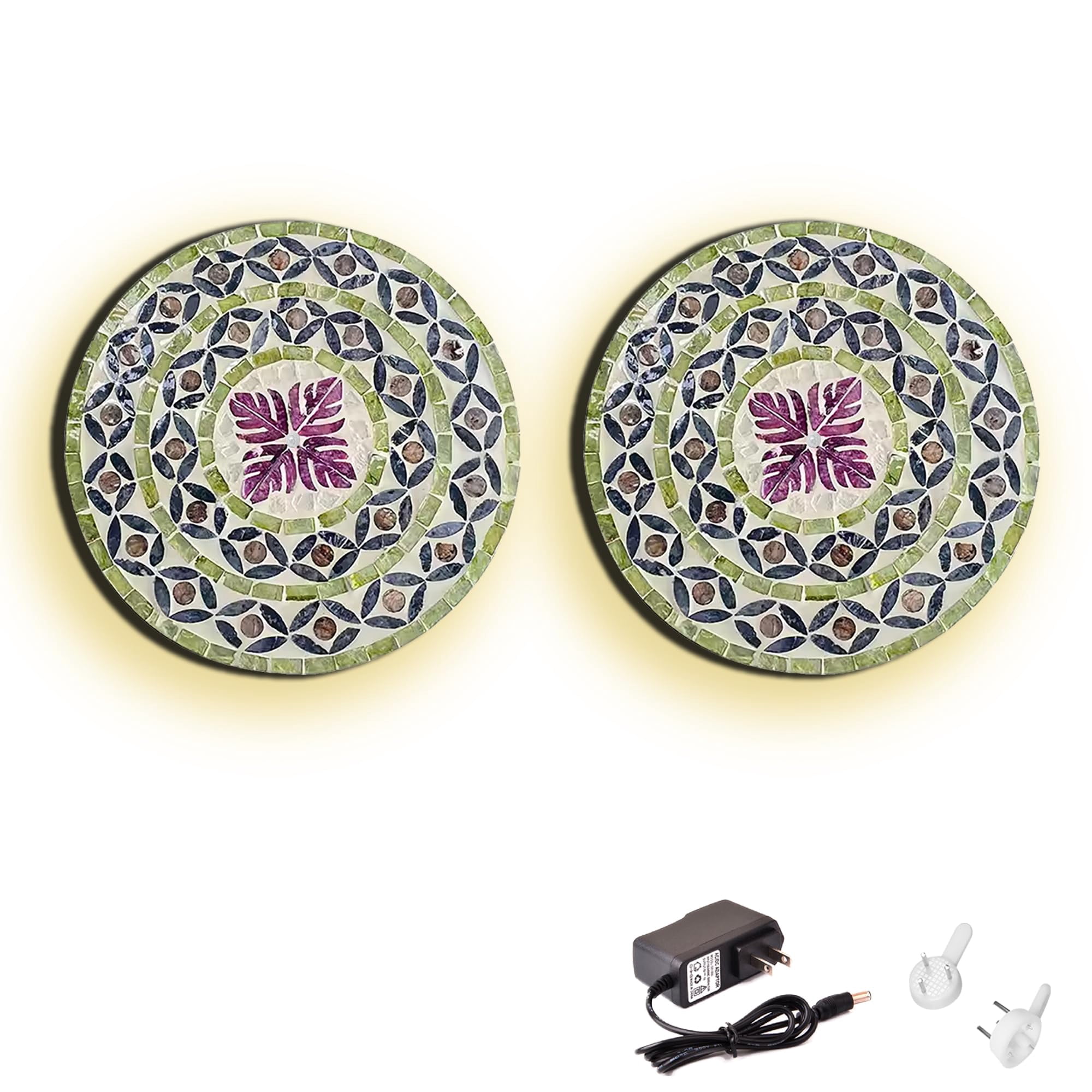 FSLiving Hand Made Round Conch Wall Sconce Rechargeable Battery ...