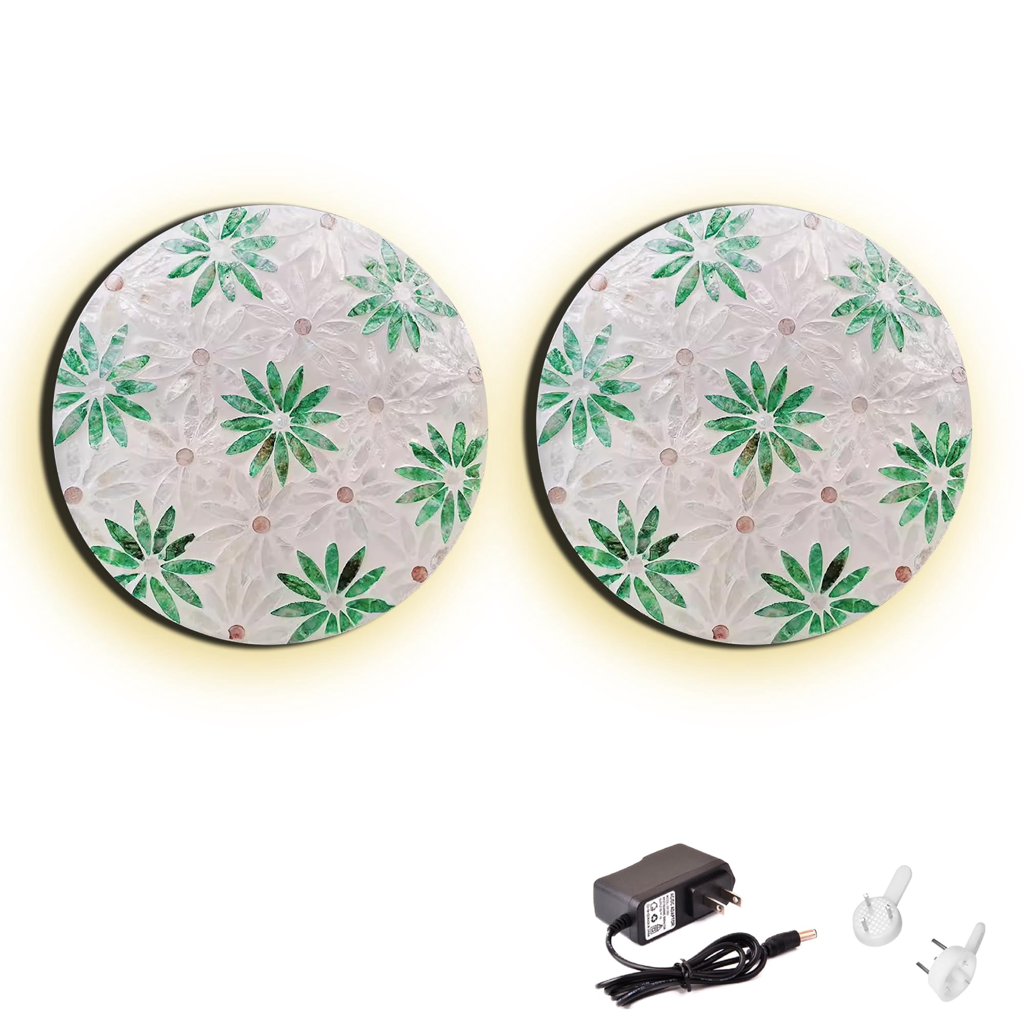 FSLiving Hand Made Round Conch Wall Sconce Rechargeable Battery ...