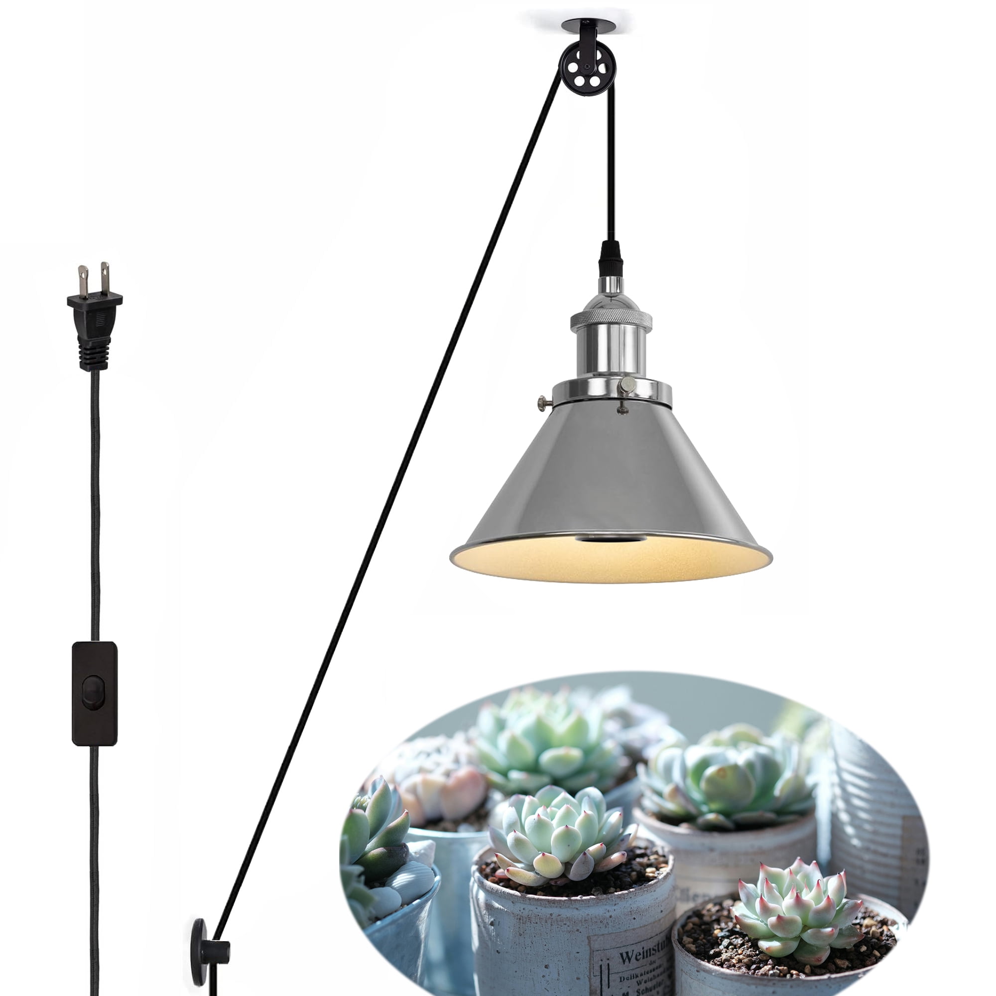 FSLiving Hanging Grow Light for Indoor Plant Full Specturm,15ft Plug in ...