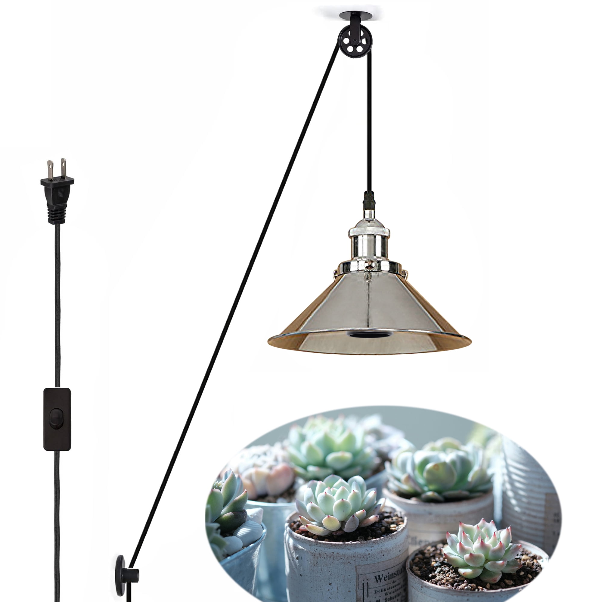 FSLiving Hanging Grow Light for Indoor Plant Full Specturm, Plug in ...