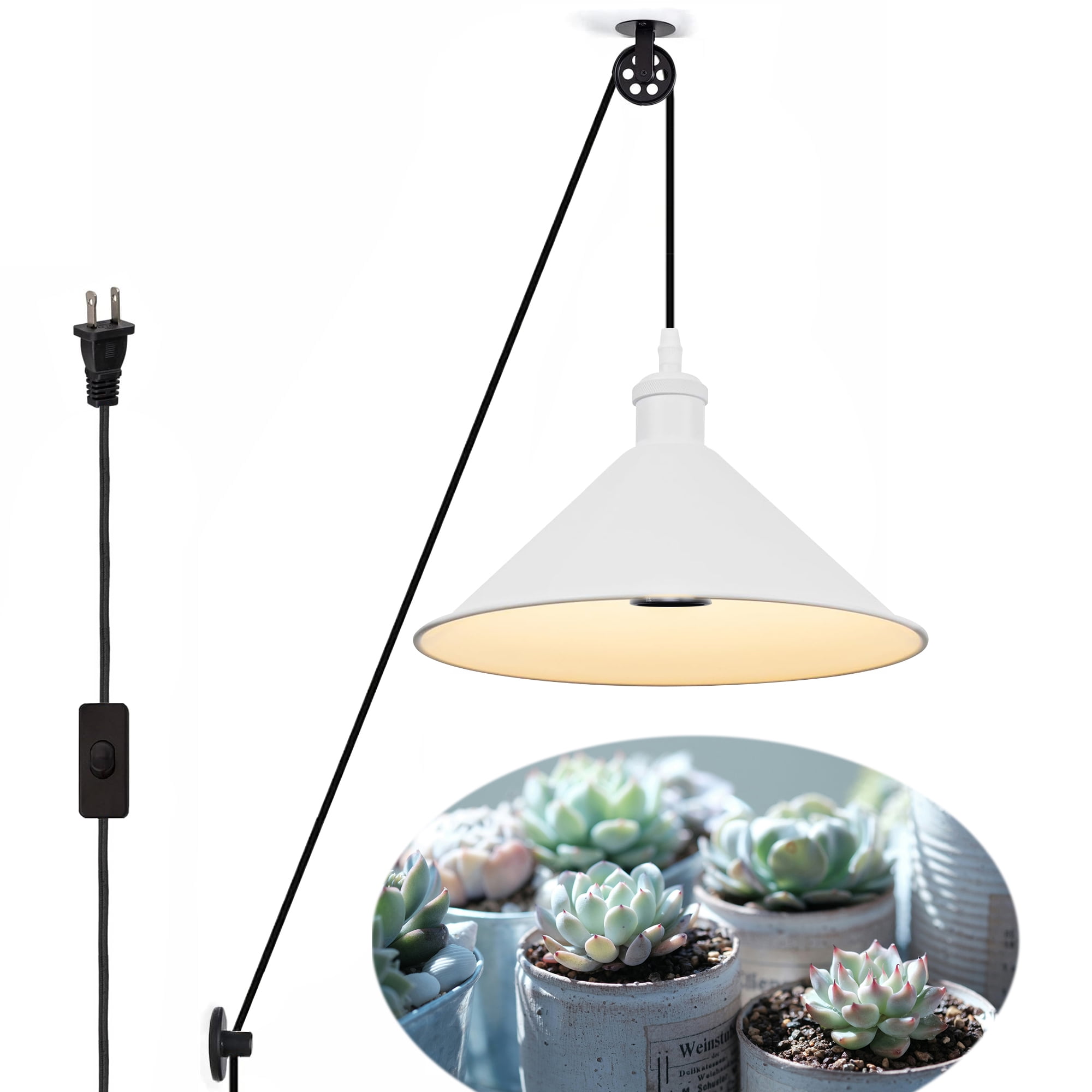 FSLiving Hanging Grow Light for Indoor Plant Full Specturm, Plug in ...