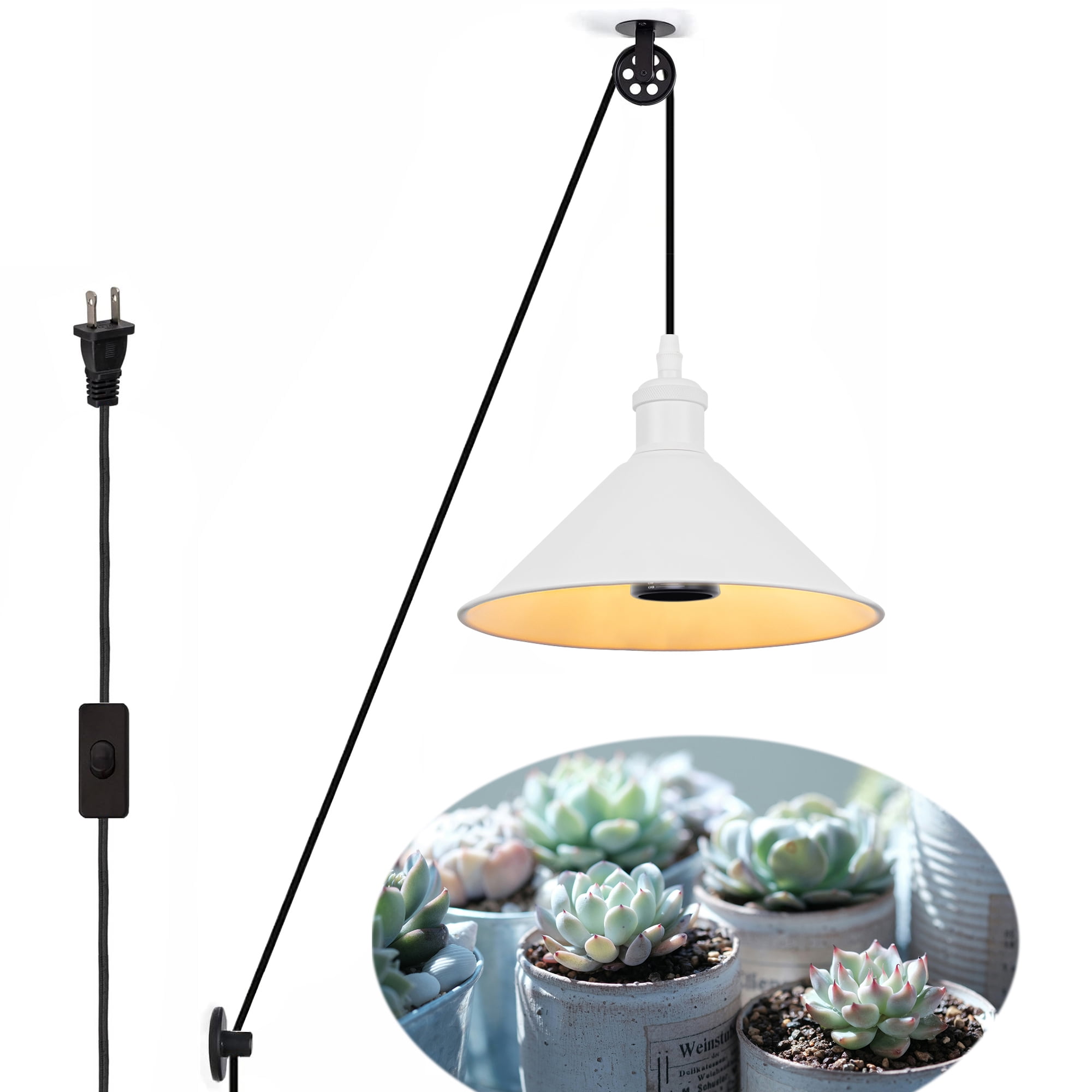 FSLiving Hanging Grow Light for Indoor Plant Full Specturm, Plug in ...