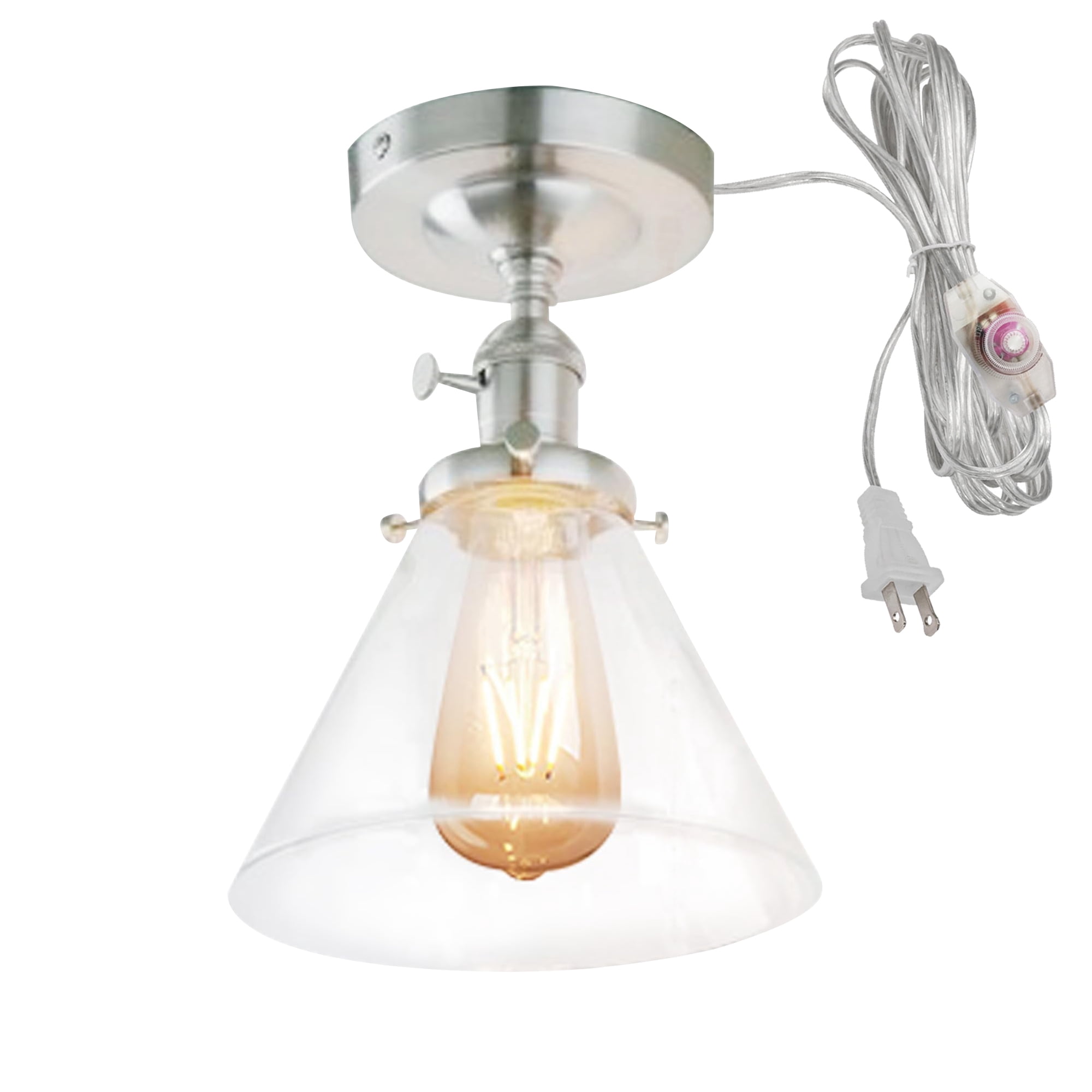 FSLiving Hanging Light with 15ft Plug-in Cord Copper Decorative Plug In ...