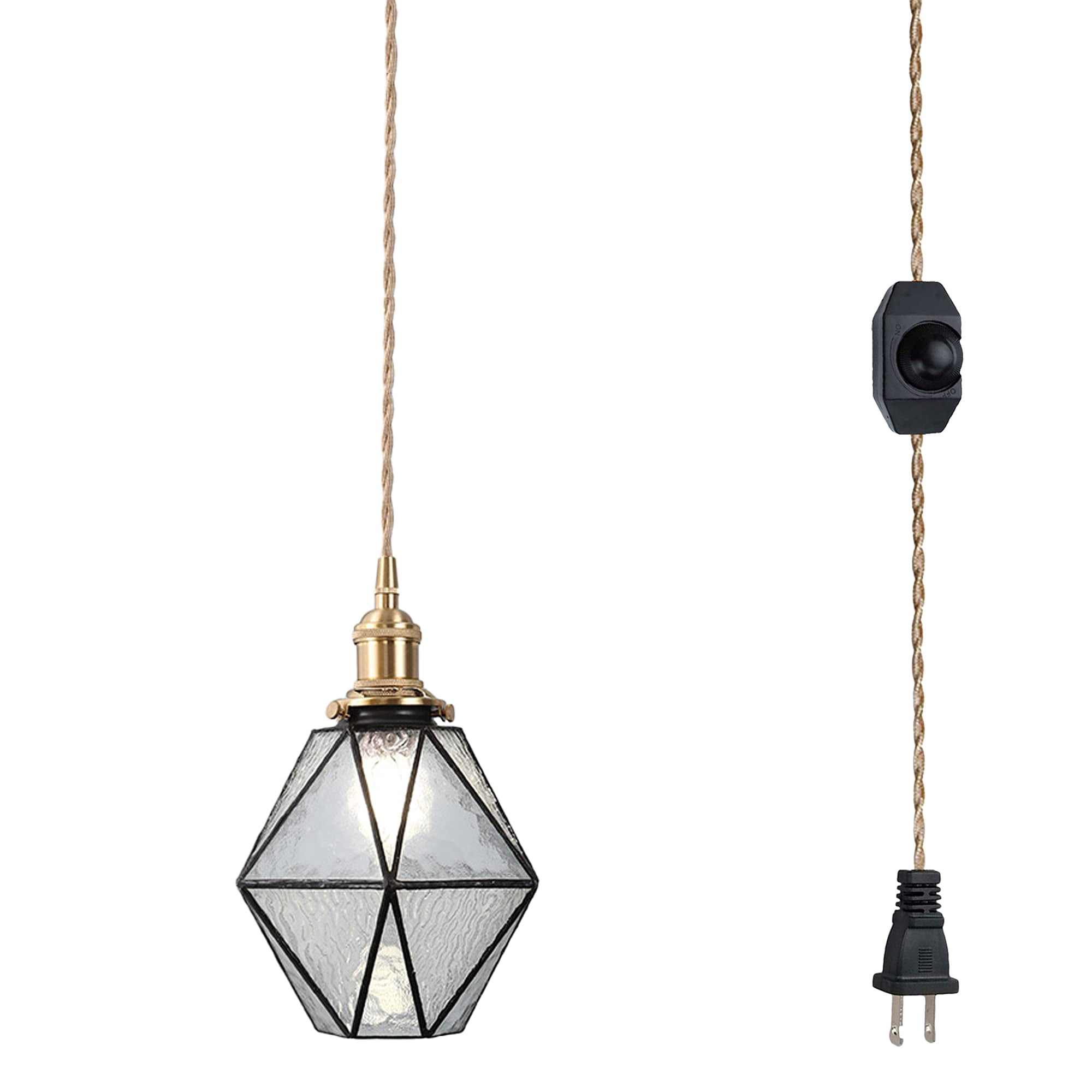 FSLiving Hanging Swag Lamp Pendant Light with 15ft Plug-in UL Dimmable ...