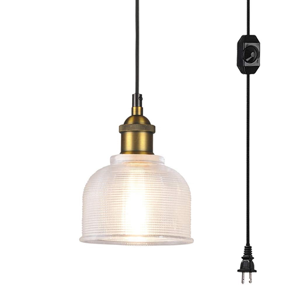 FSLiving Hanging Swag Lamp no Wiring Needed,Portable Pendant Light with ...