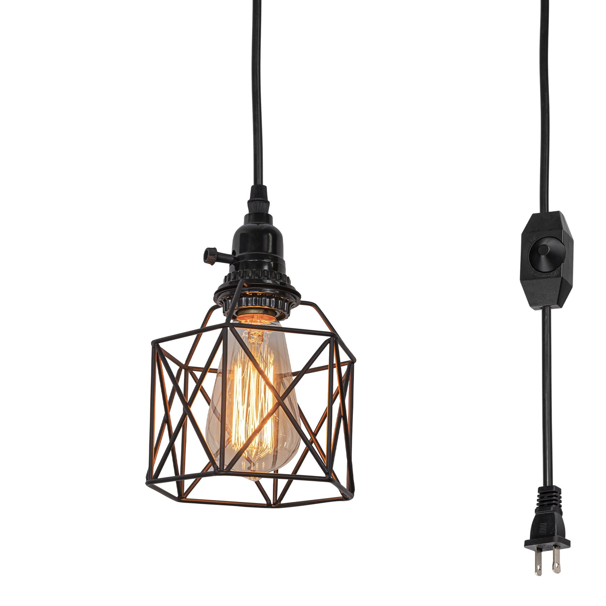FSLiving Hanging Swag Lamp no Wiring Needed Portable Pendant Light with ...