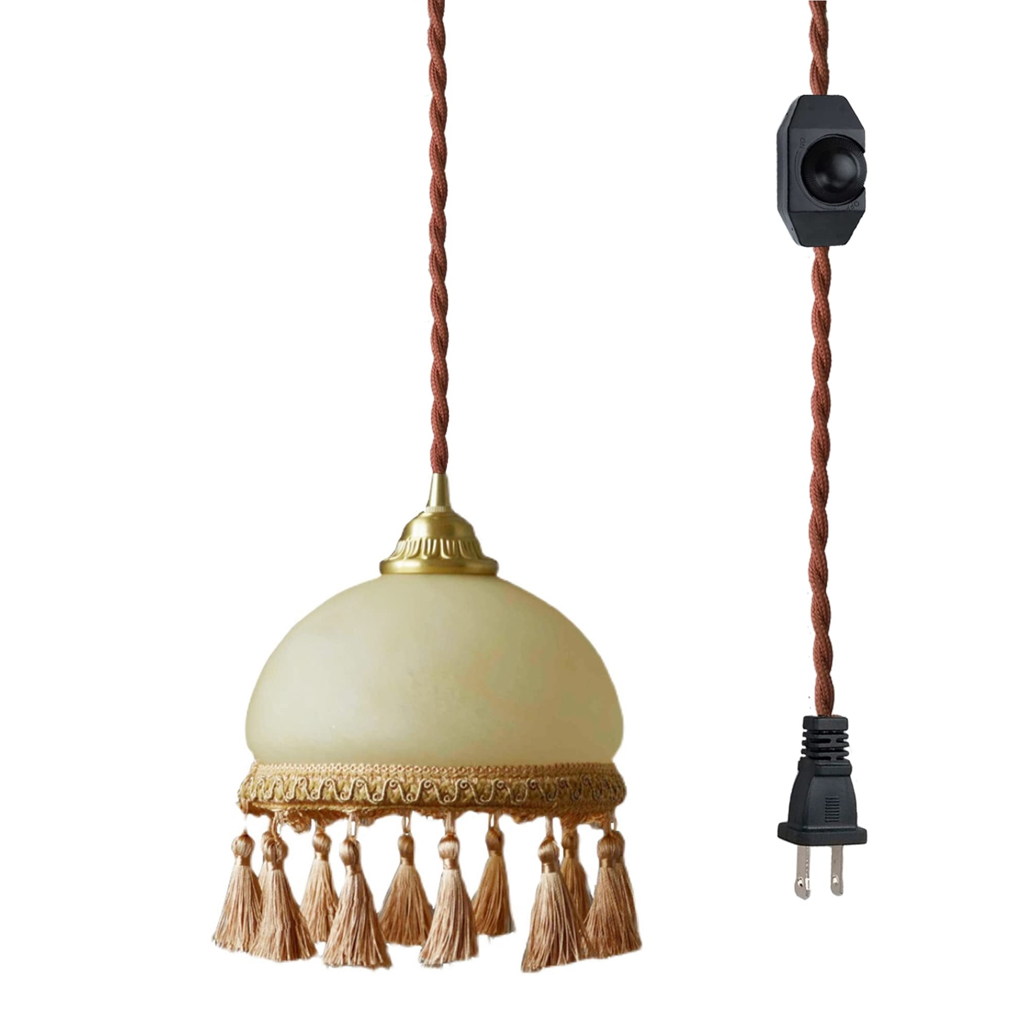 FSLiving Hanging Swag Lamp no Wiring Needed Portable Pendant Light with ...