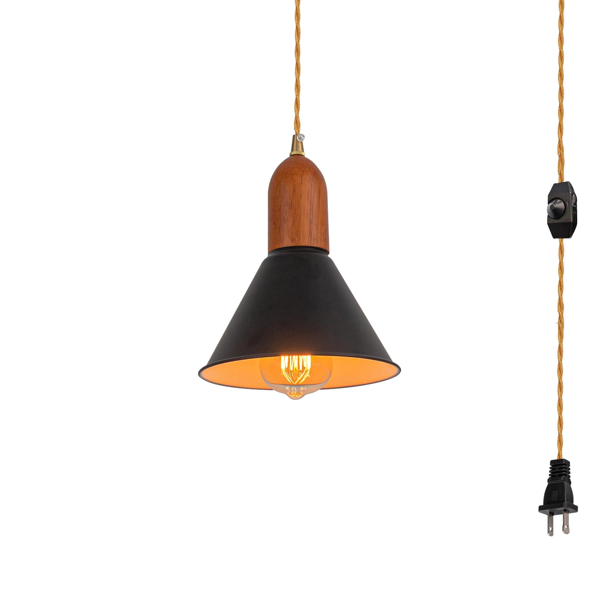 FSLiving Hanging Swag Lamp no Wiring Needed Portable Pendant Light with ...