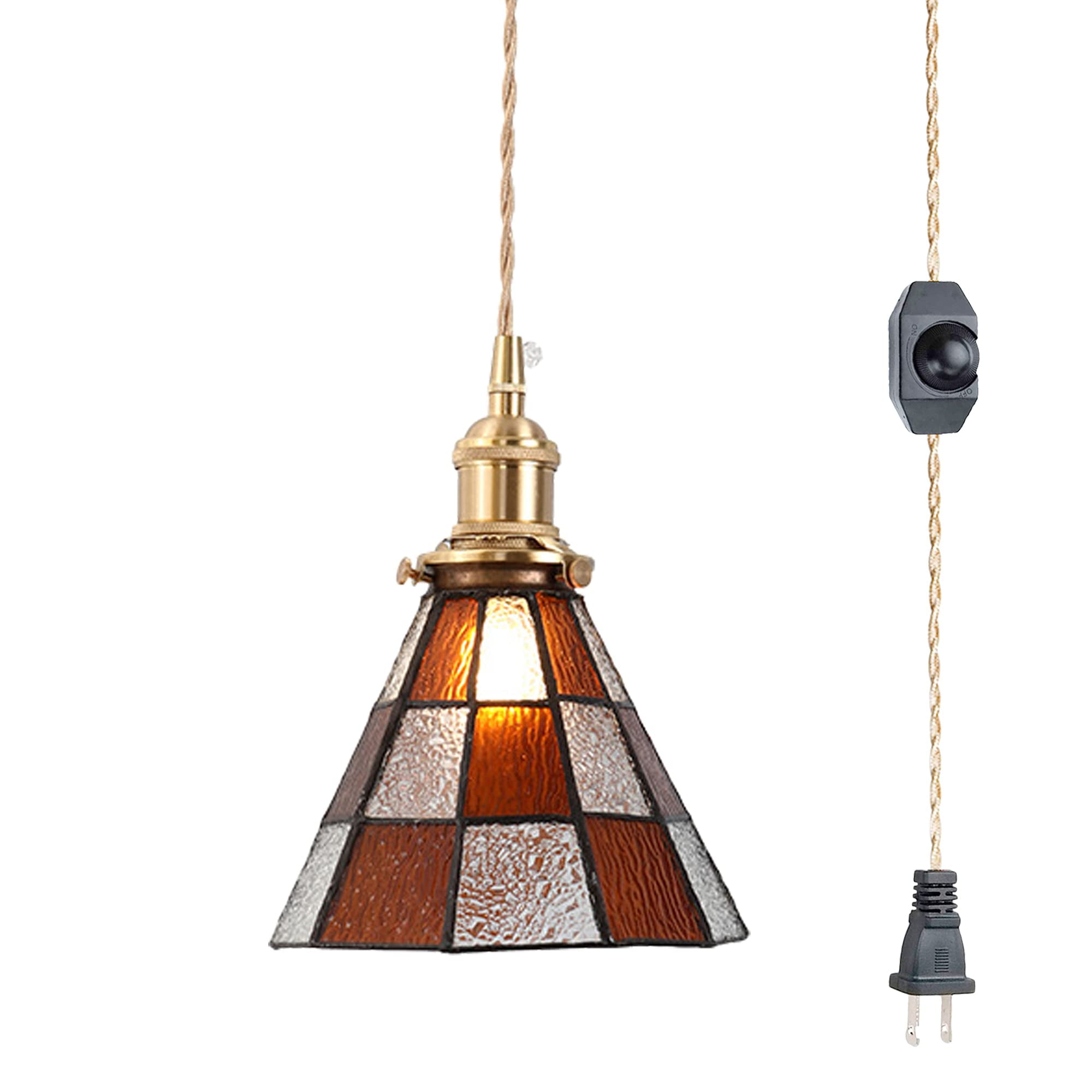 FSLiving Hanging Swag Pendant Light with 15ft Plug-in UL Dimmable Cord ...