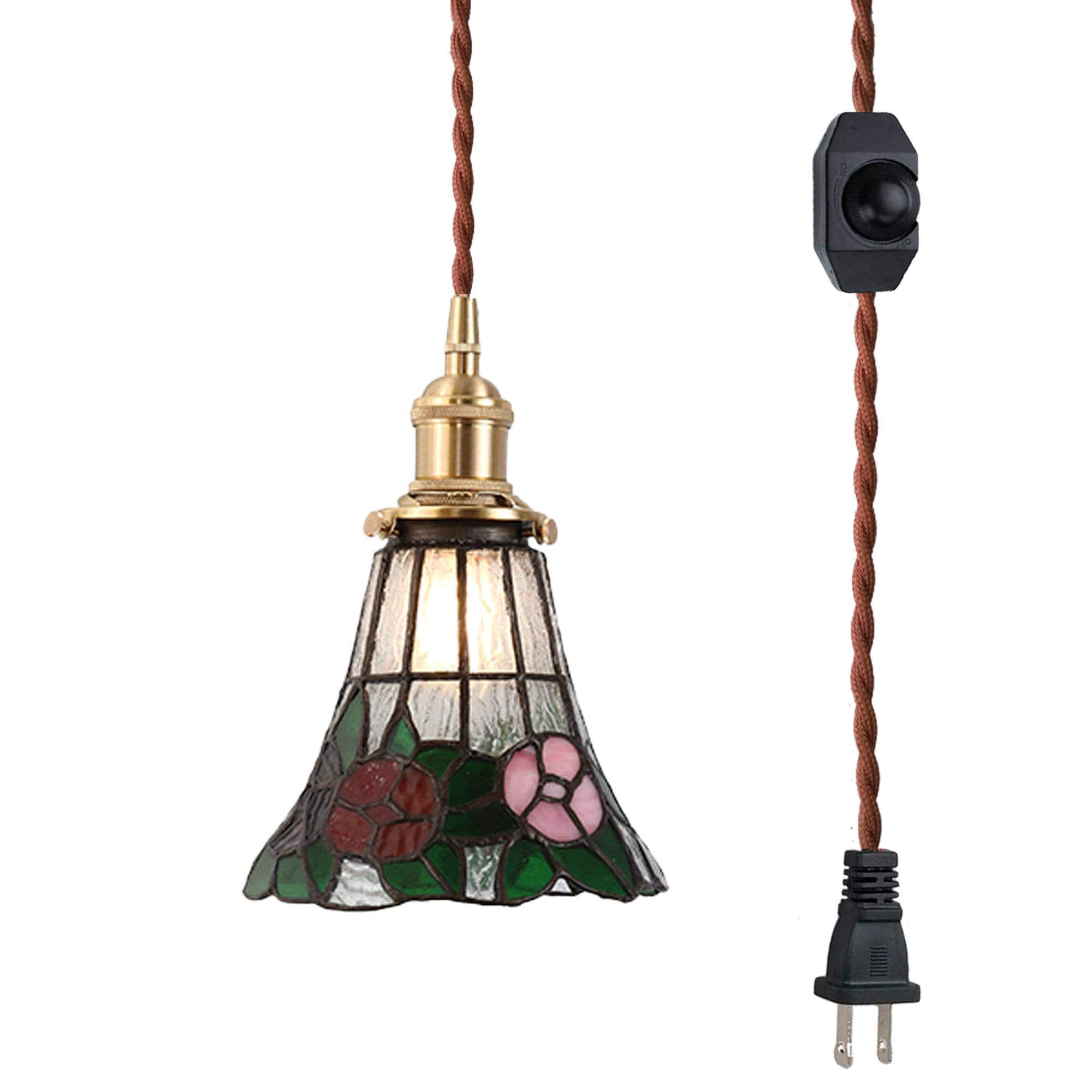 FSLiving Hanging Swag Pendant Light with 15ft Plug-in UL Dimmable Cord ...