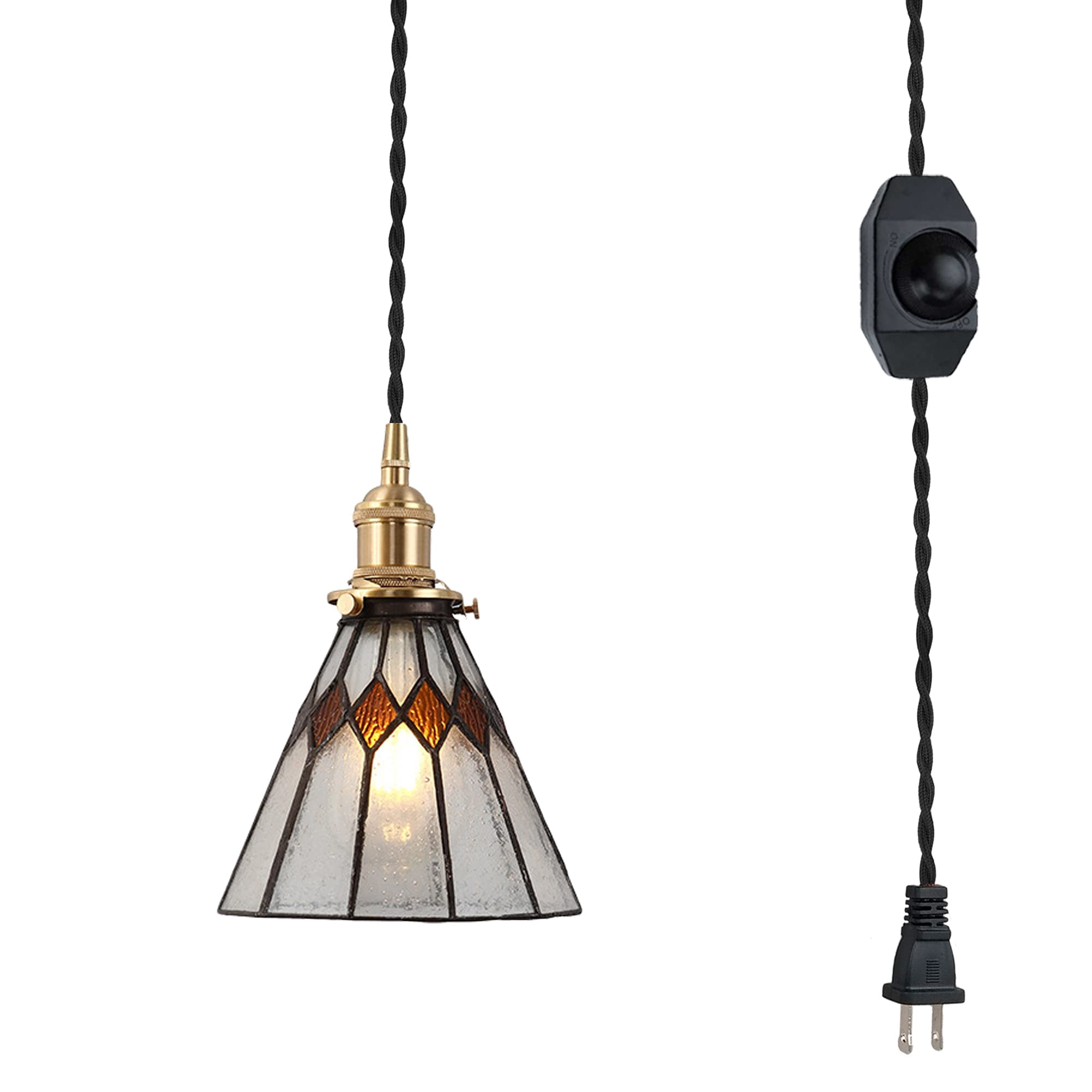 FSLiving Hanging Swag Pendant Light with 15ft Plug-in UL Dimmable Cord ...