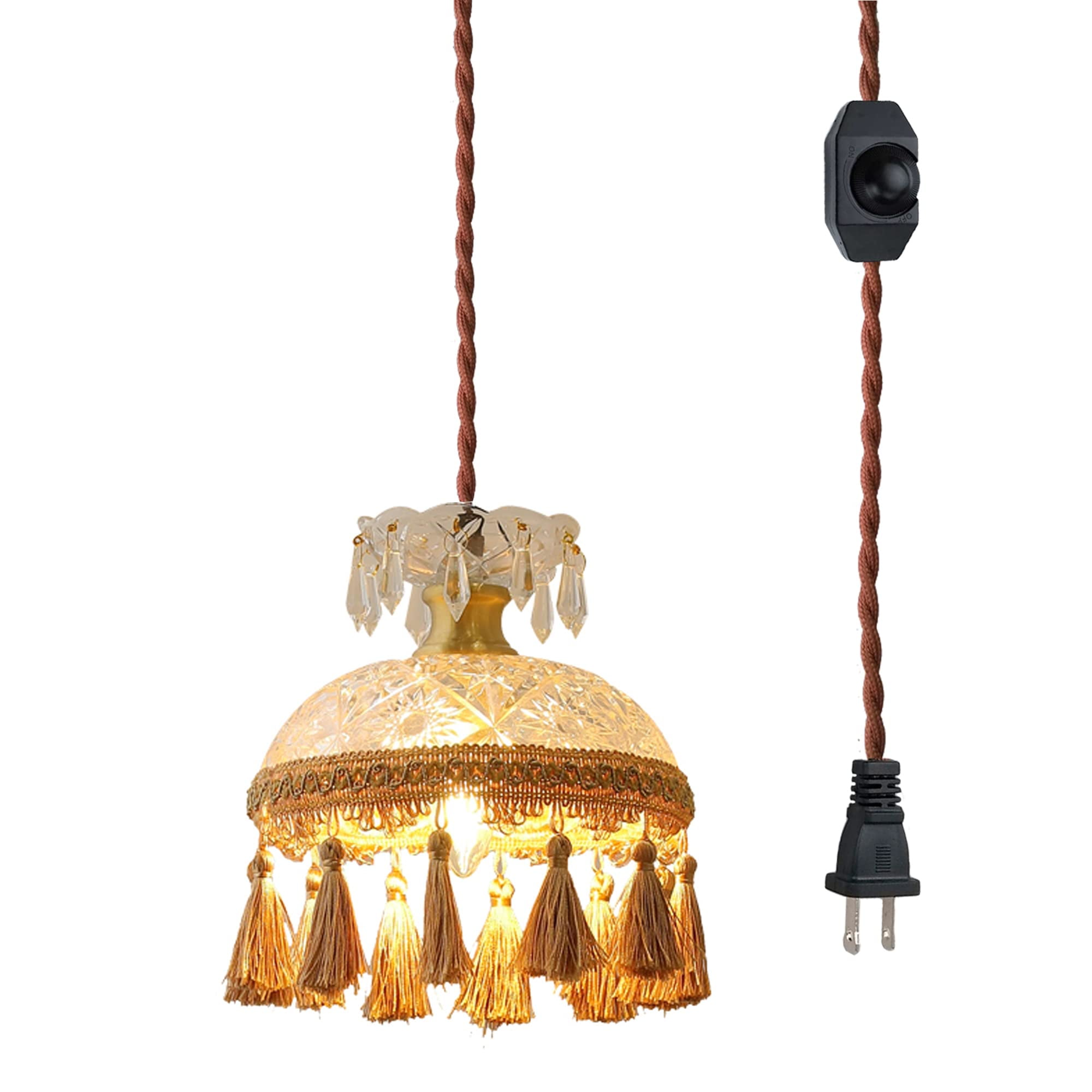 FSLiving Hanging Swag Pendant Light with 15ft Plug-in UL Dimmable Cord ...