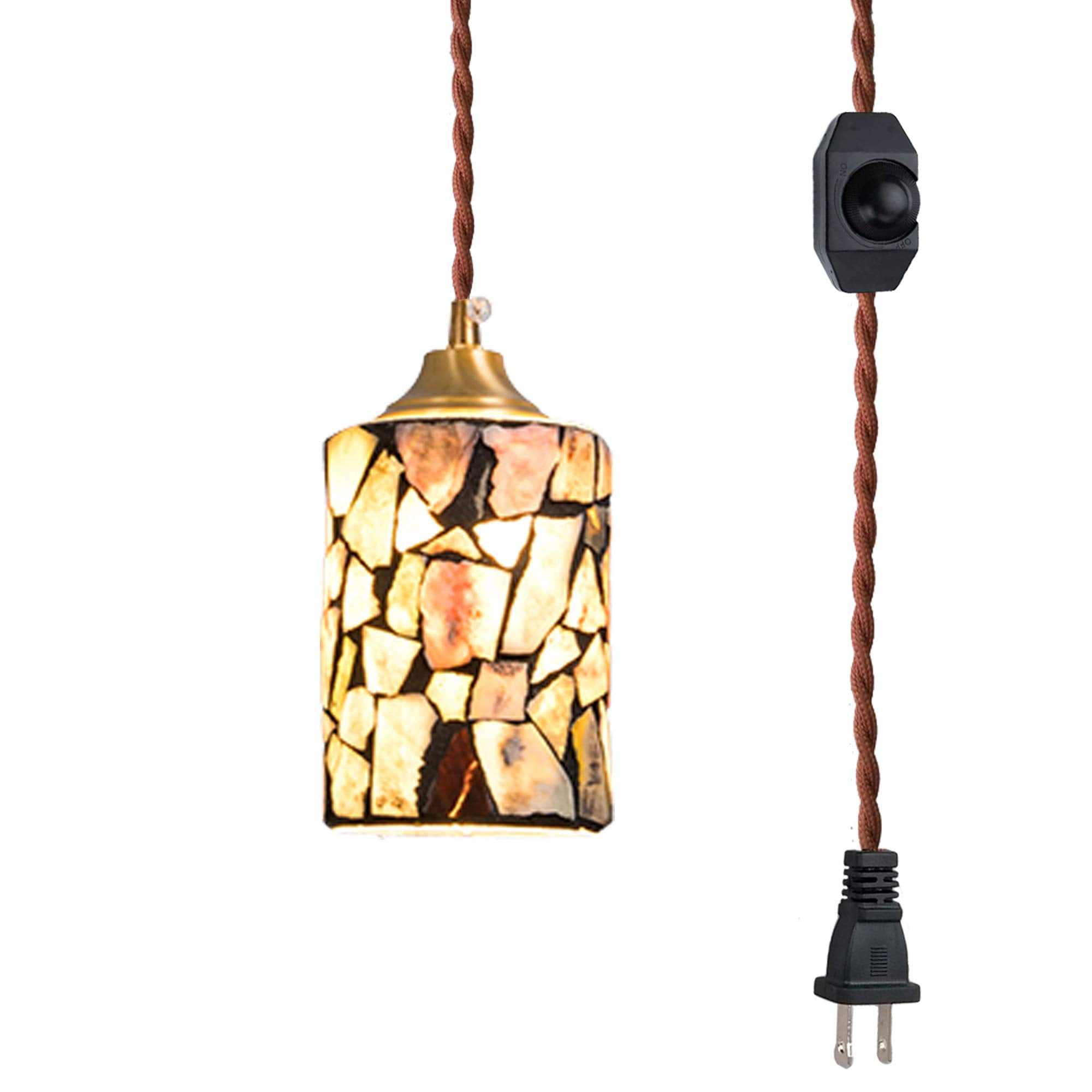 FSLiving Hanging Swag Pendant Light with 15ft Plug-in UL Dimmer Cord ...