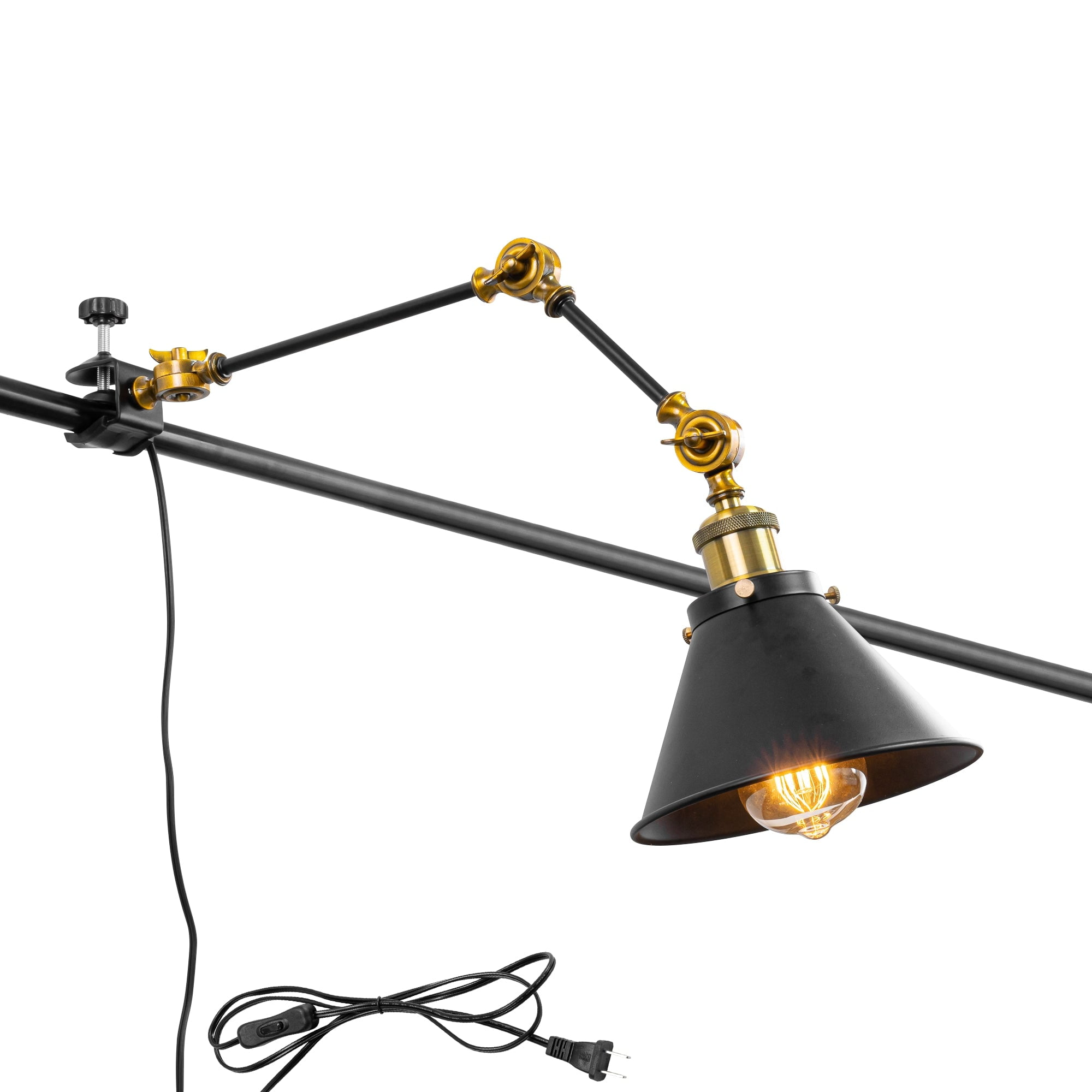 FSLiving Horizontal Fittings Bracket Lighting with 9.8ft Plug-in Button ...