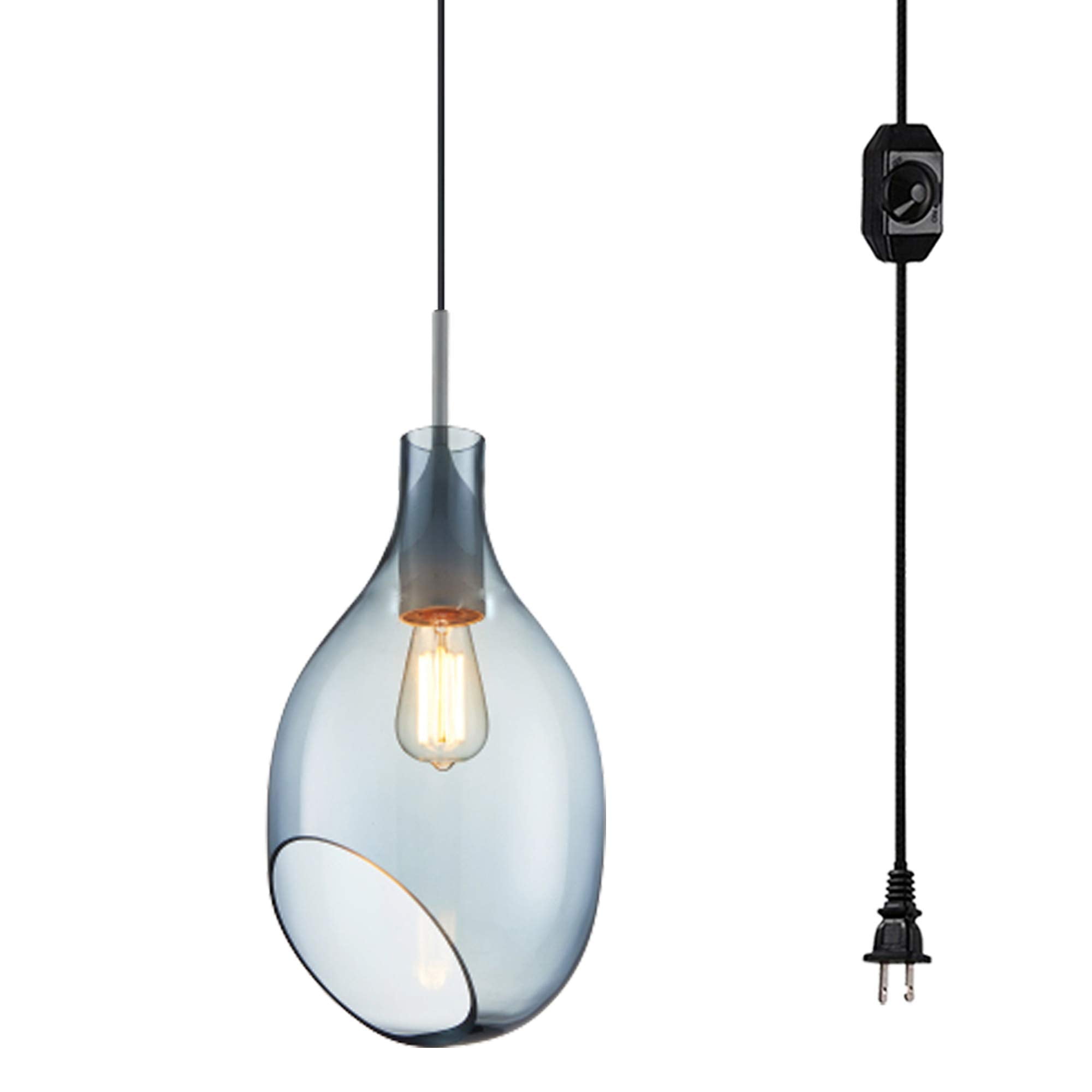 FSLiving Industrial Look Cone Macaron Blue Pendant Light Hanging Swag ...