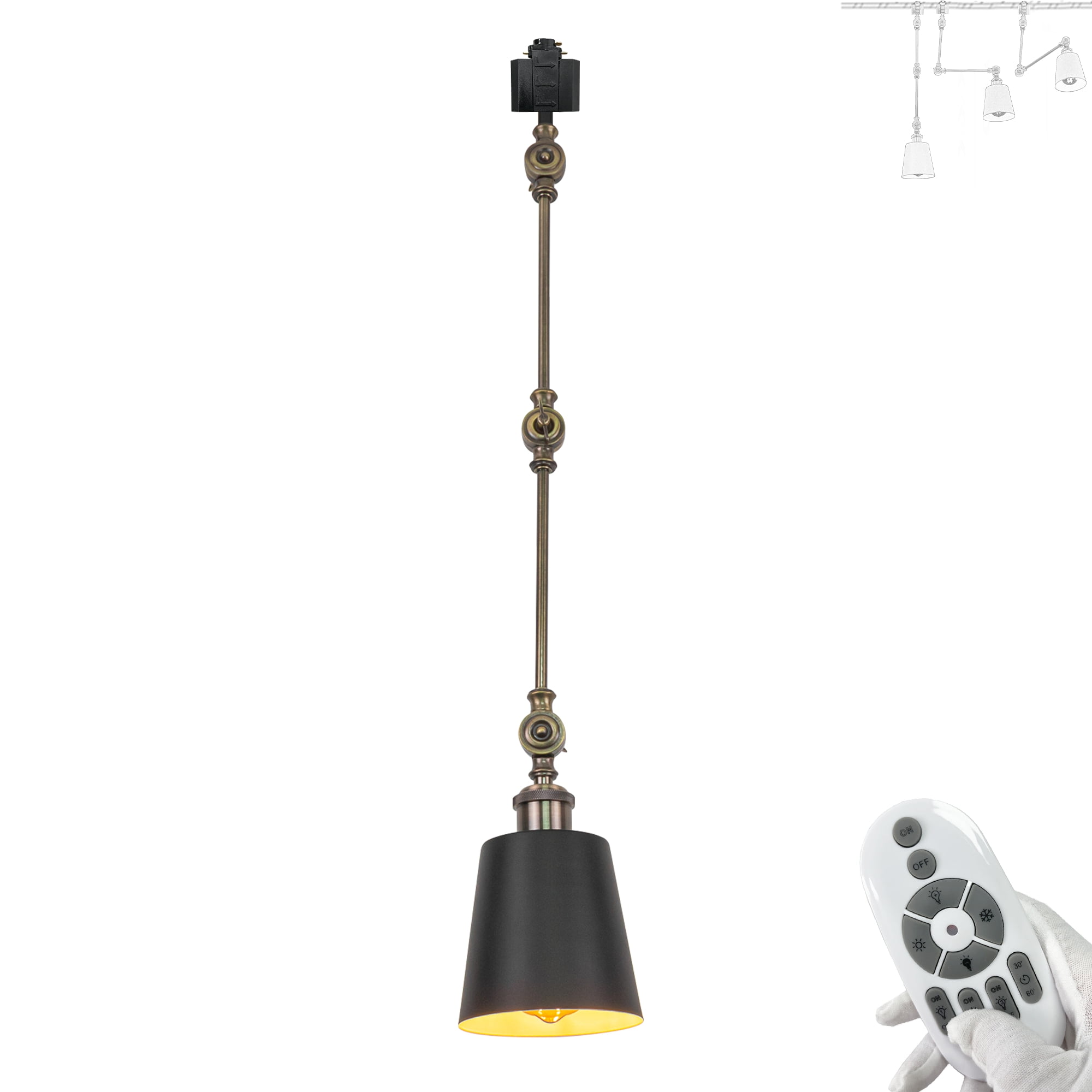 FSLiving Industrial Look Iron Antique Brass Pendant Light H Type Track ...